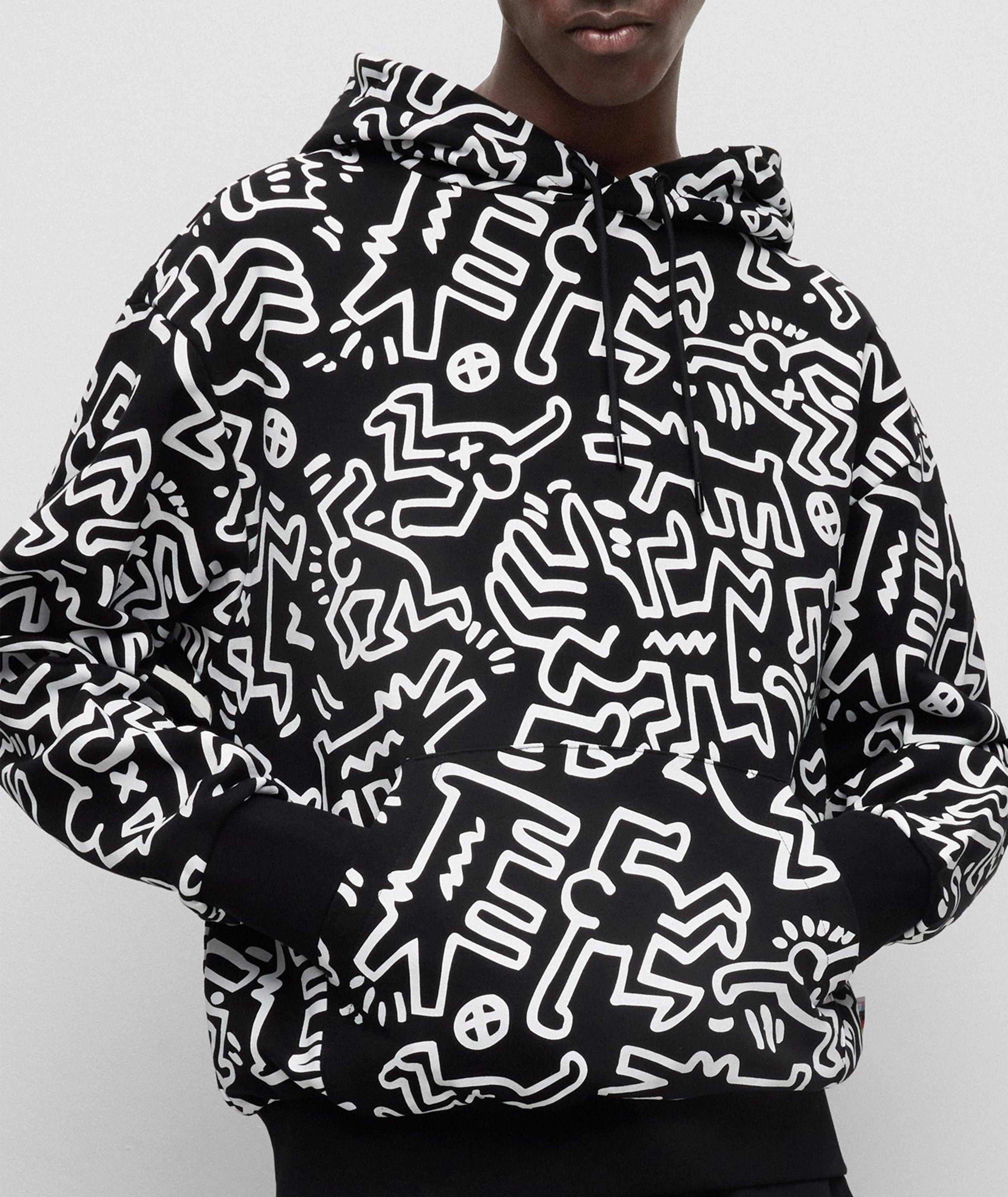 BOSS Keith Haring Collection All-Over Printed Cotton Hooded Sweater ...