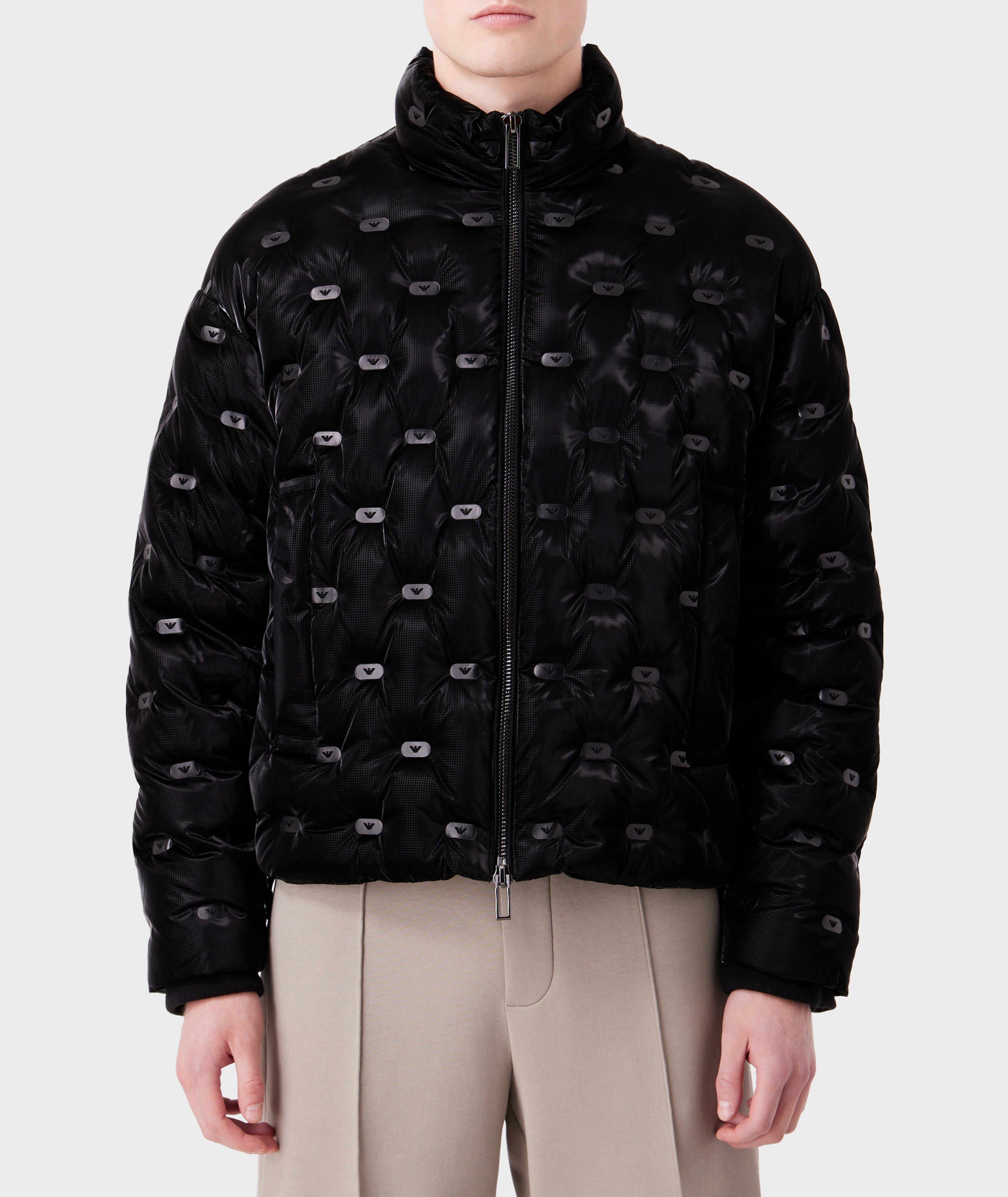 Emporio Armani Eagle Logo Embossed Quilted Down Jacket | Coats | Harry ...