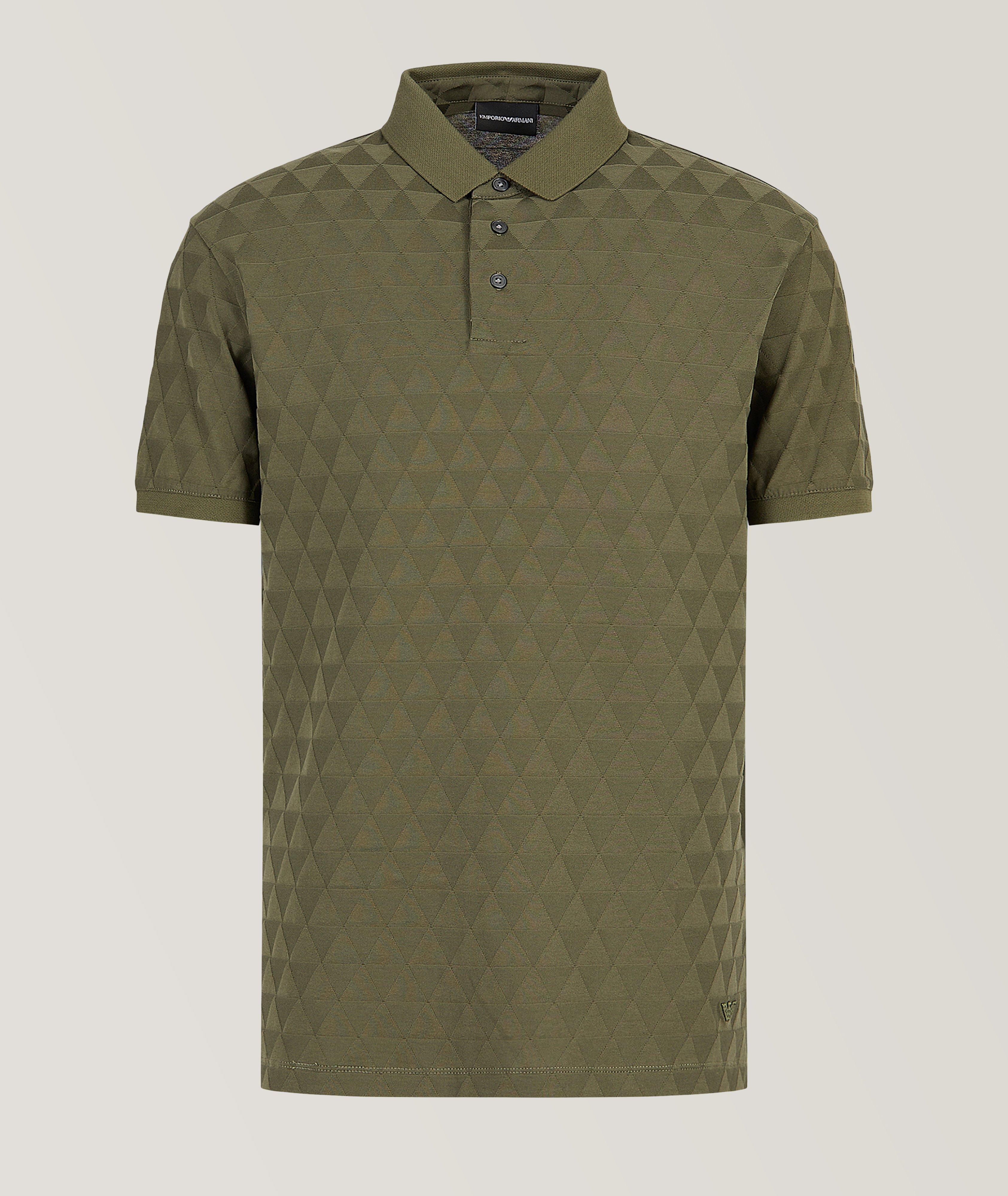 Emporio Armani All-Over Jacquard Motif Knit Polo | Polos | Harry Rosen