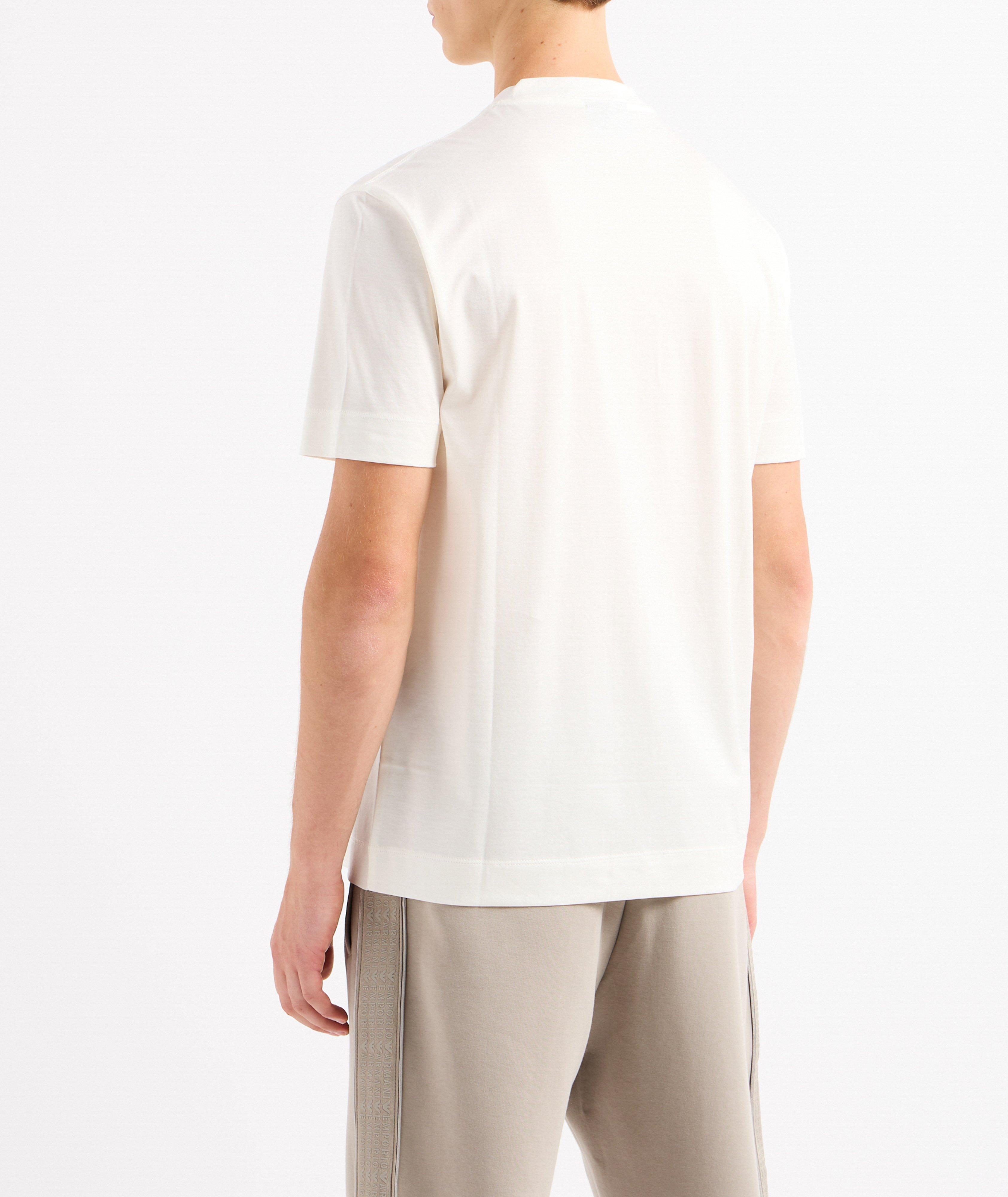 Emporio Armani Tonal Embroidered Logo Lyocell-Cotton T-Shirt | T-Shirts ...