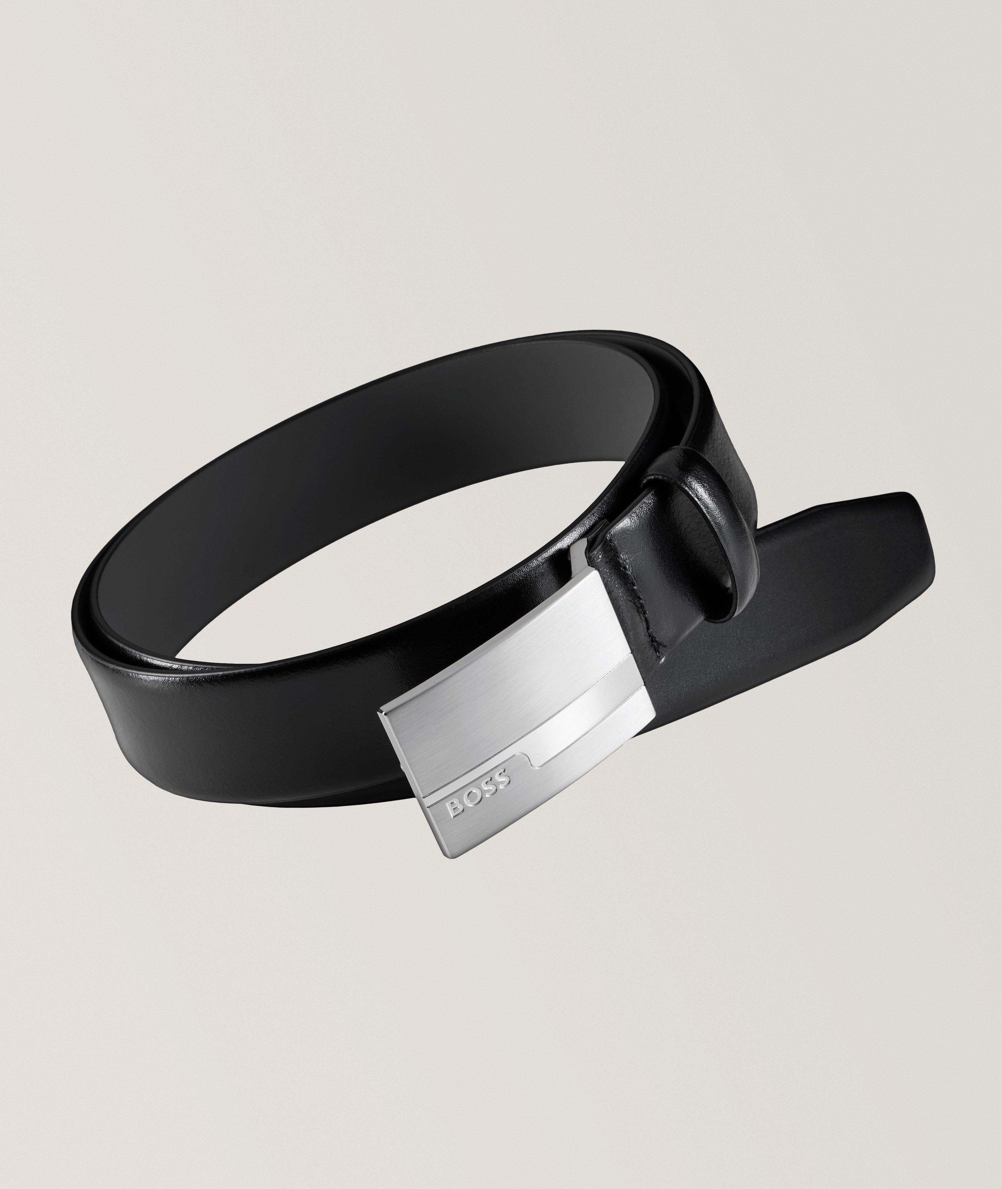 BOSS Logo Debossed Leather Belt | Belts | Harry Rosen