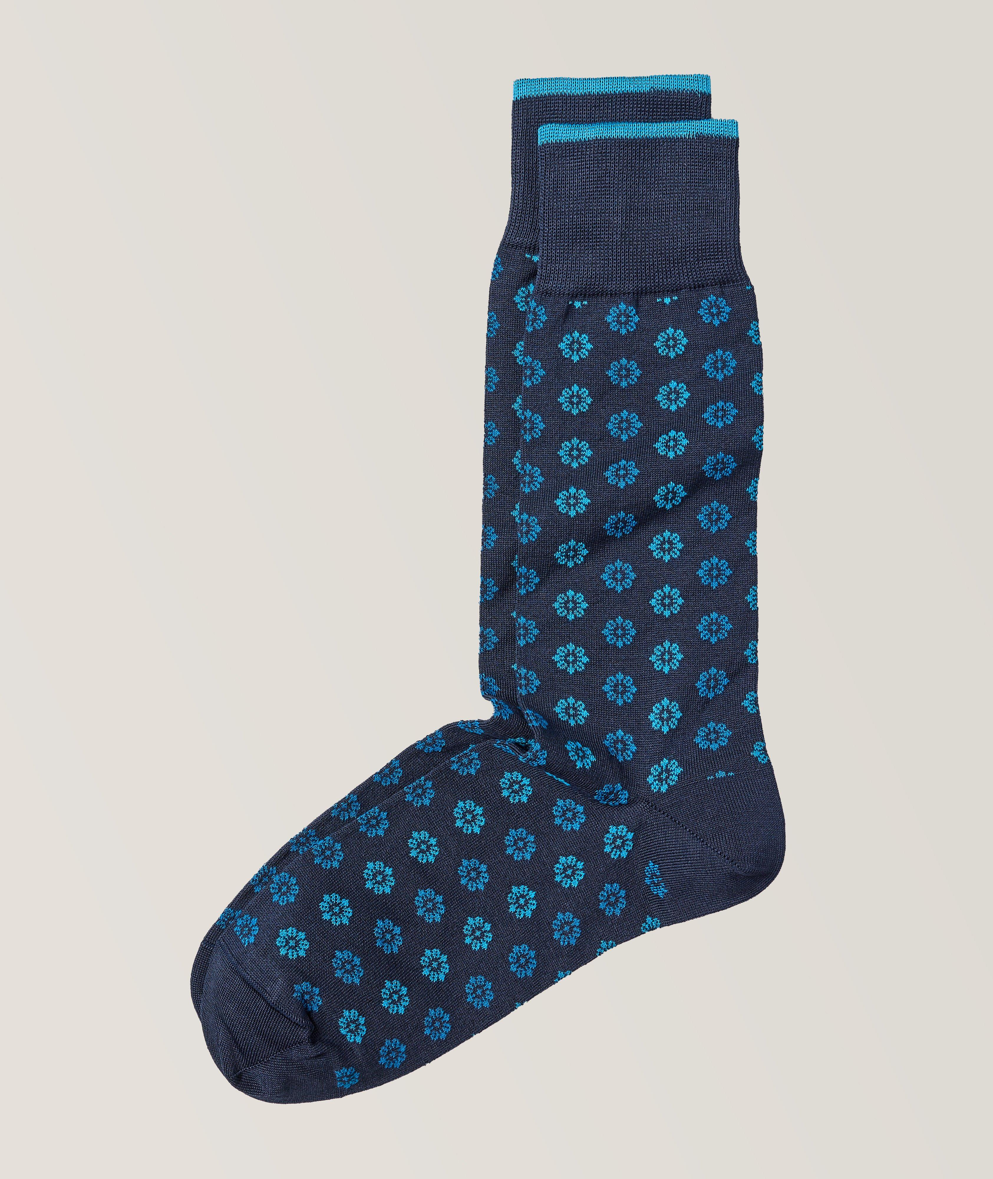 Bugatchi Floral Stretch-Mercerized Cotton Blend Socks | Socks | Harry Rosen