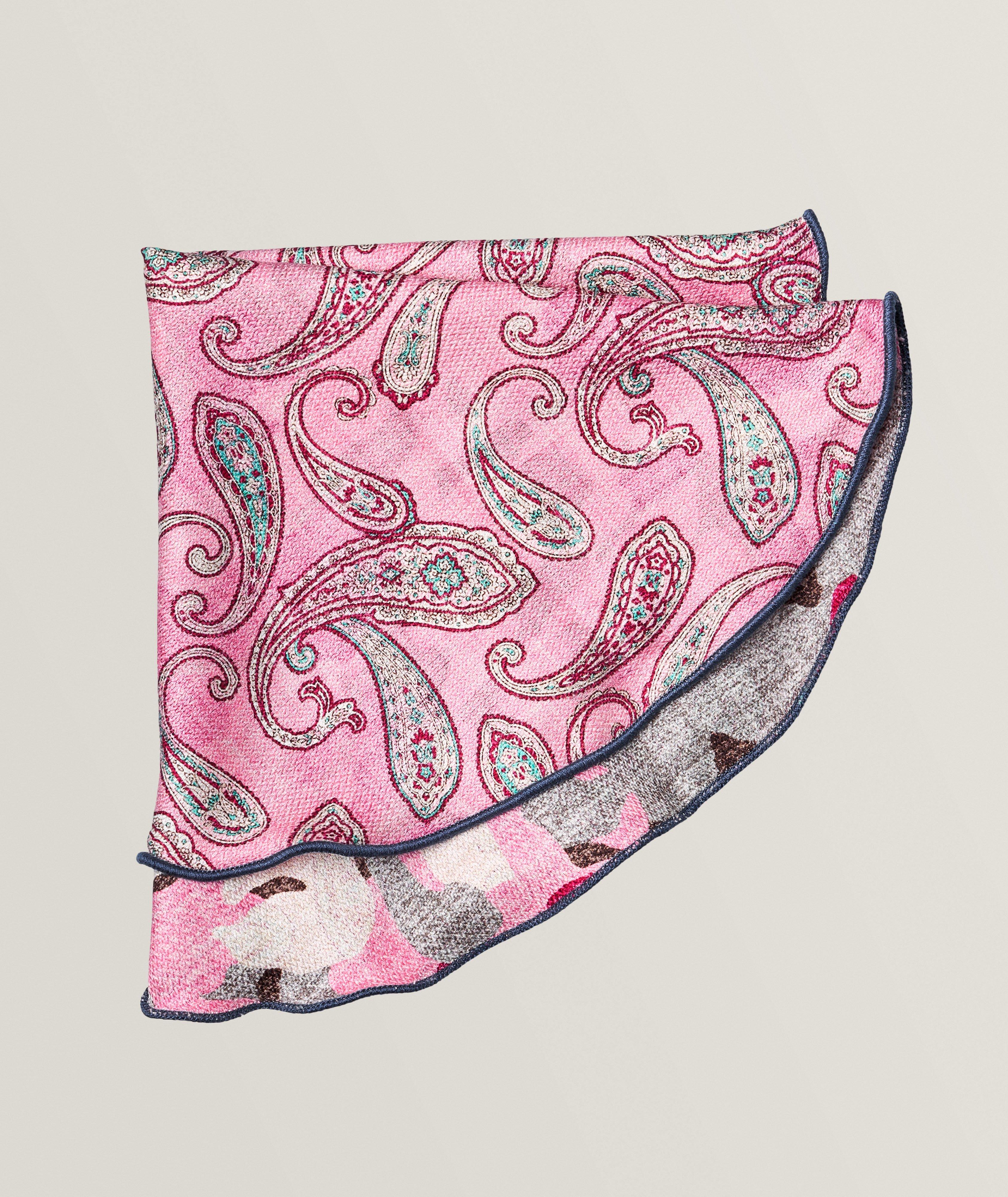 Edward Armah Reversible Paisley & Camo Silk Pocket Circle | Ties ...