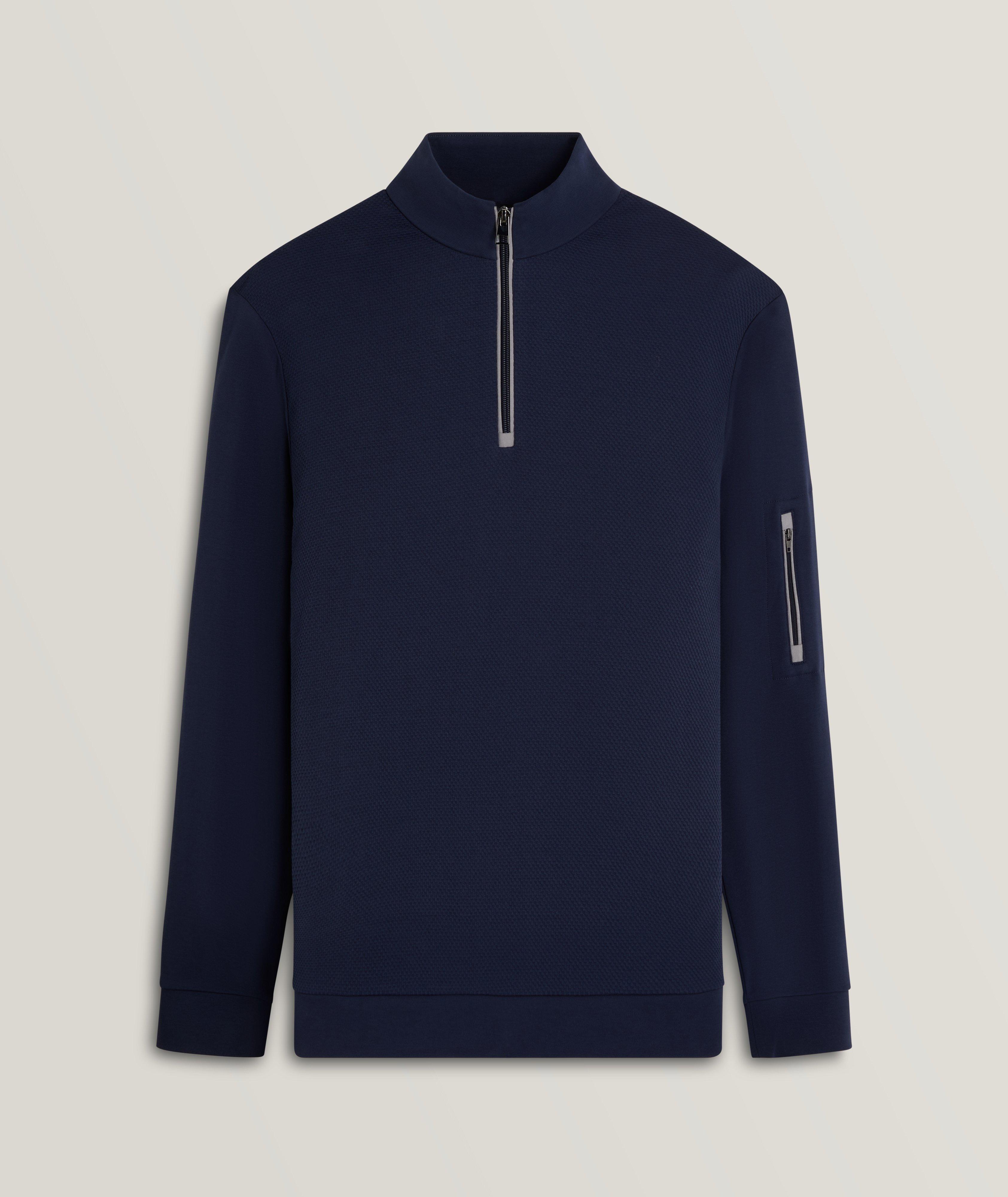 Bugatchi Solid Quarter Zip Cotton Pullover | Sweaters & Knits | Harry Rosen