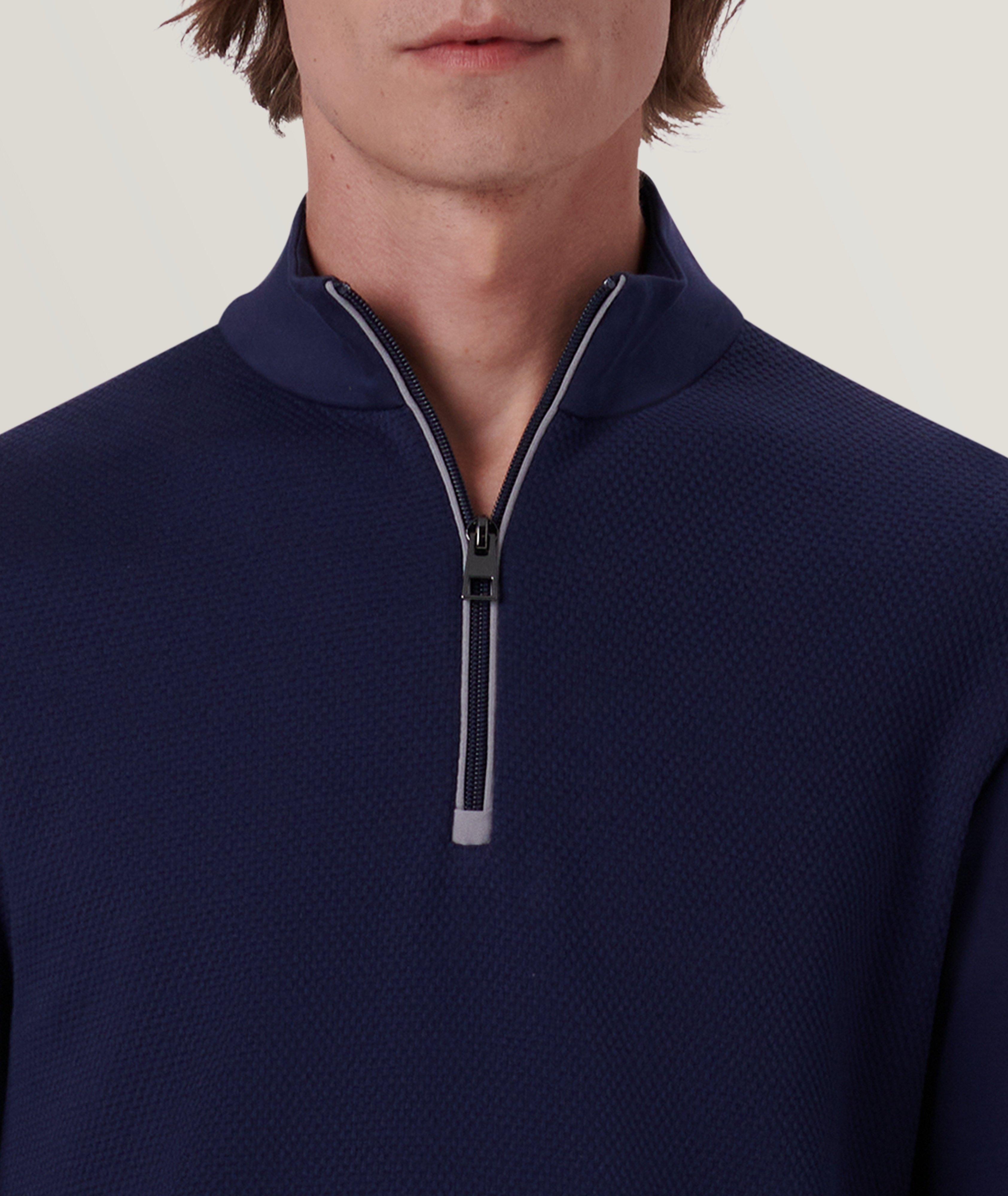 Bugatchi Solid Quarter Zip Cotton Pullover | Sweaters & Knits | Harry Rosen