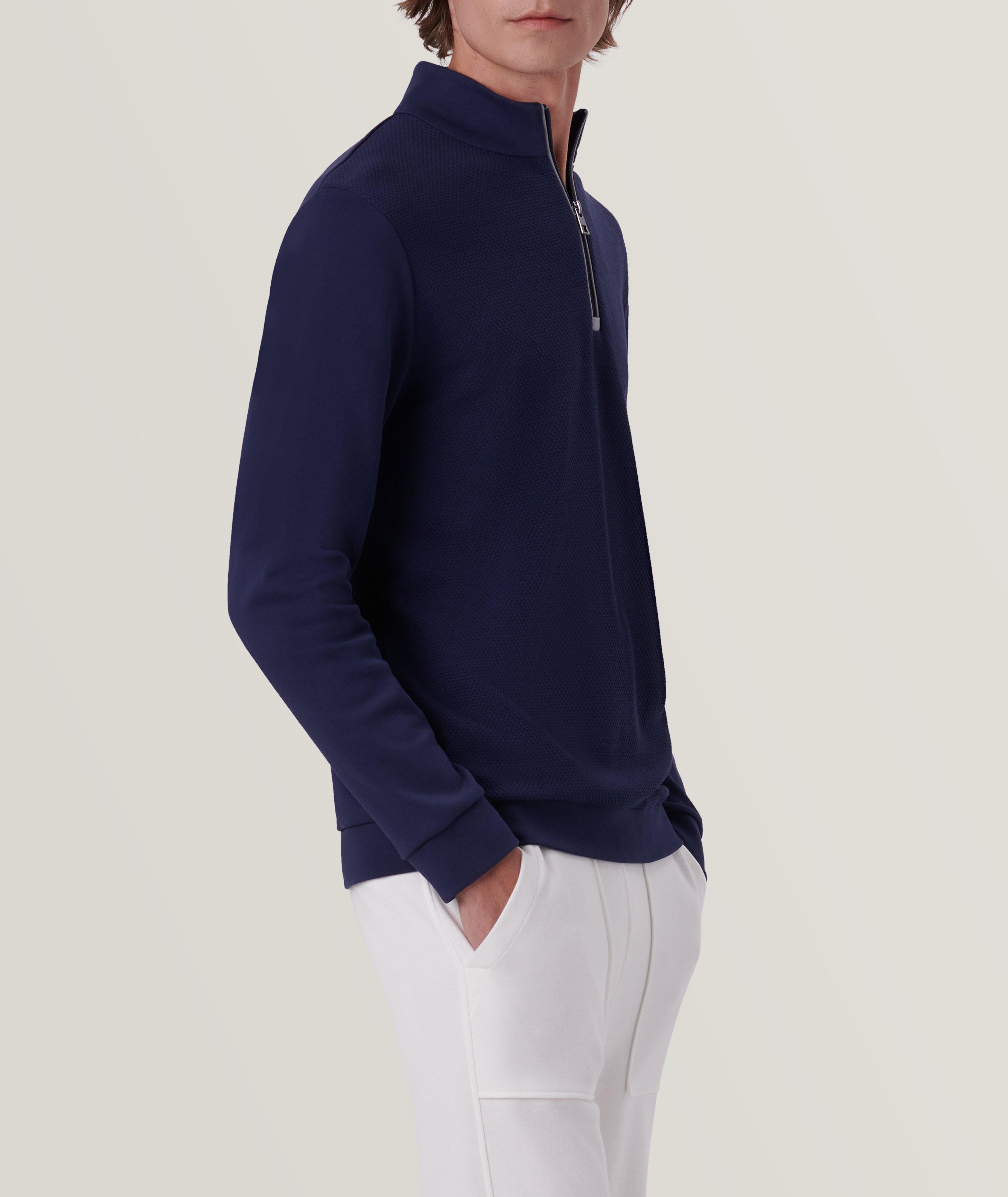 Bugatchi Solid Quarter Zip Cotton Pullover | Sweaters & Knits | Harry Rosen