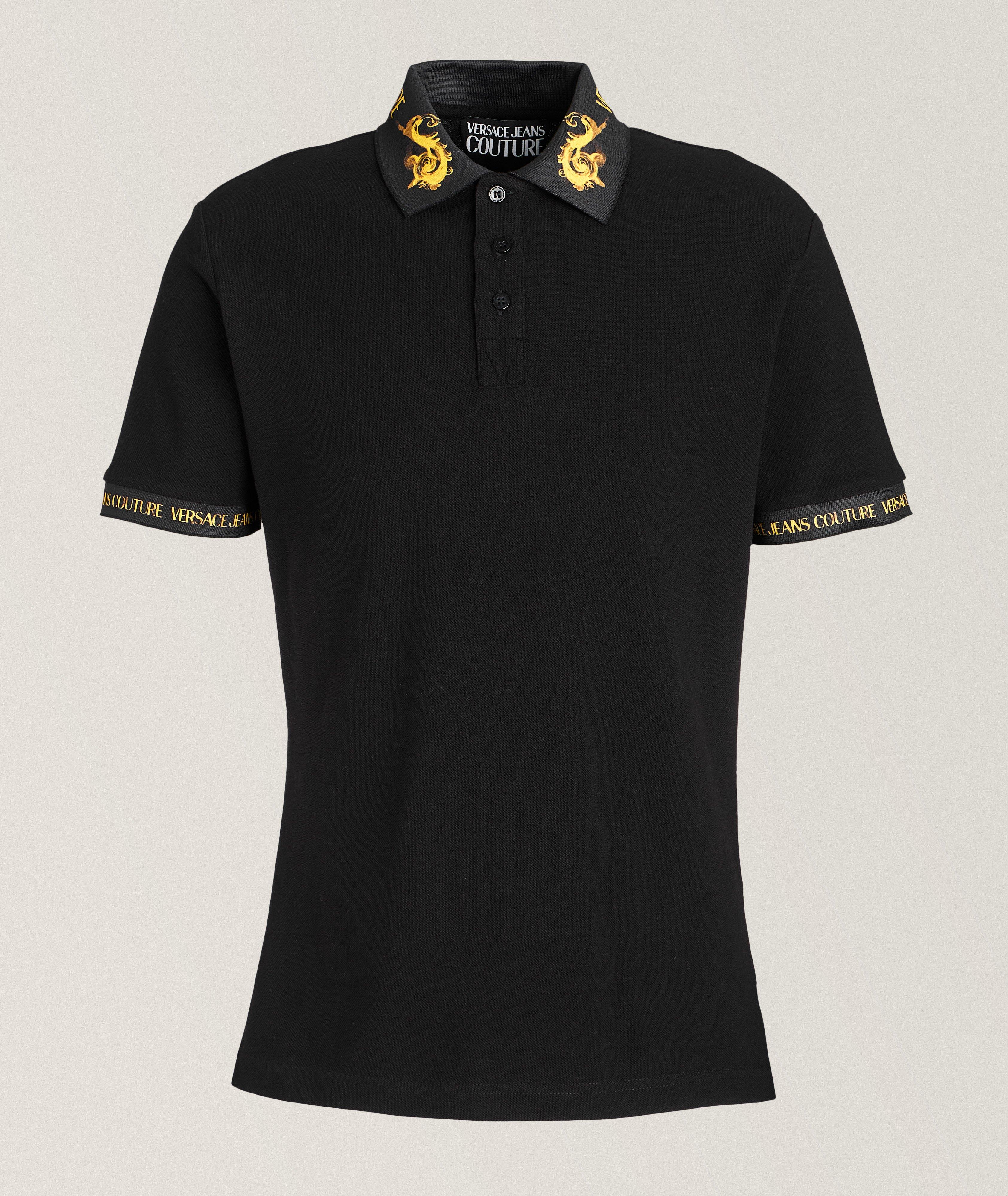 Versace Jeans Couture Barocco Collar Cotton Polo | Polos | Harry Rosen