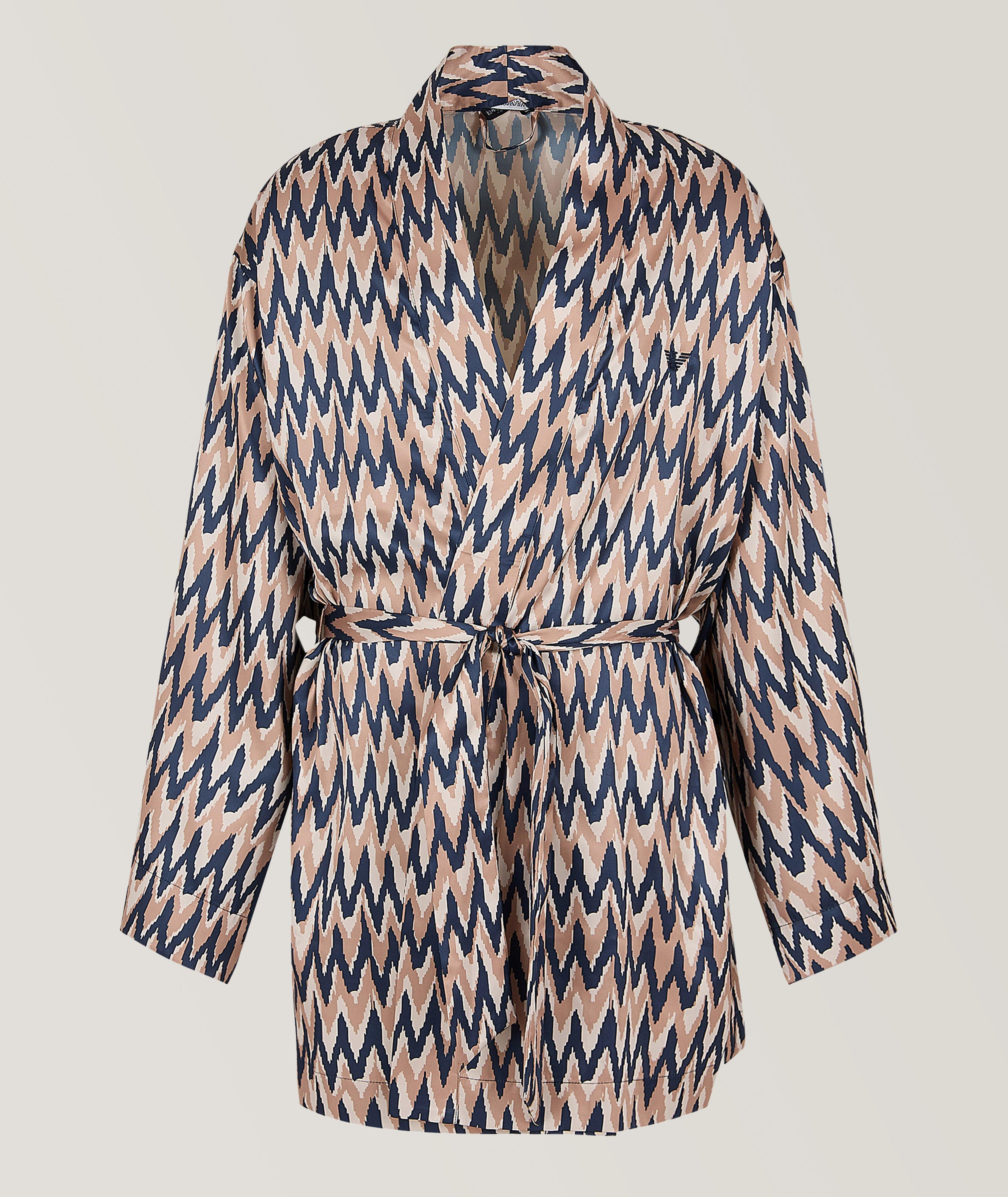 Emporio Armani Zig-Zag Satin Robe | Pyjamas & Loungewear | Harry Rosen