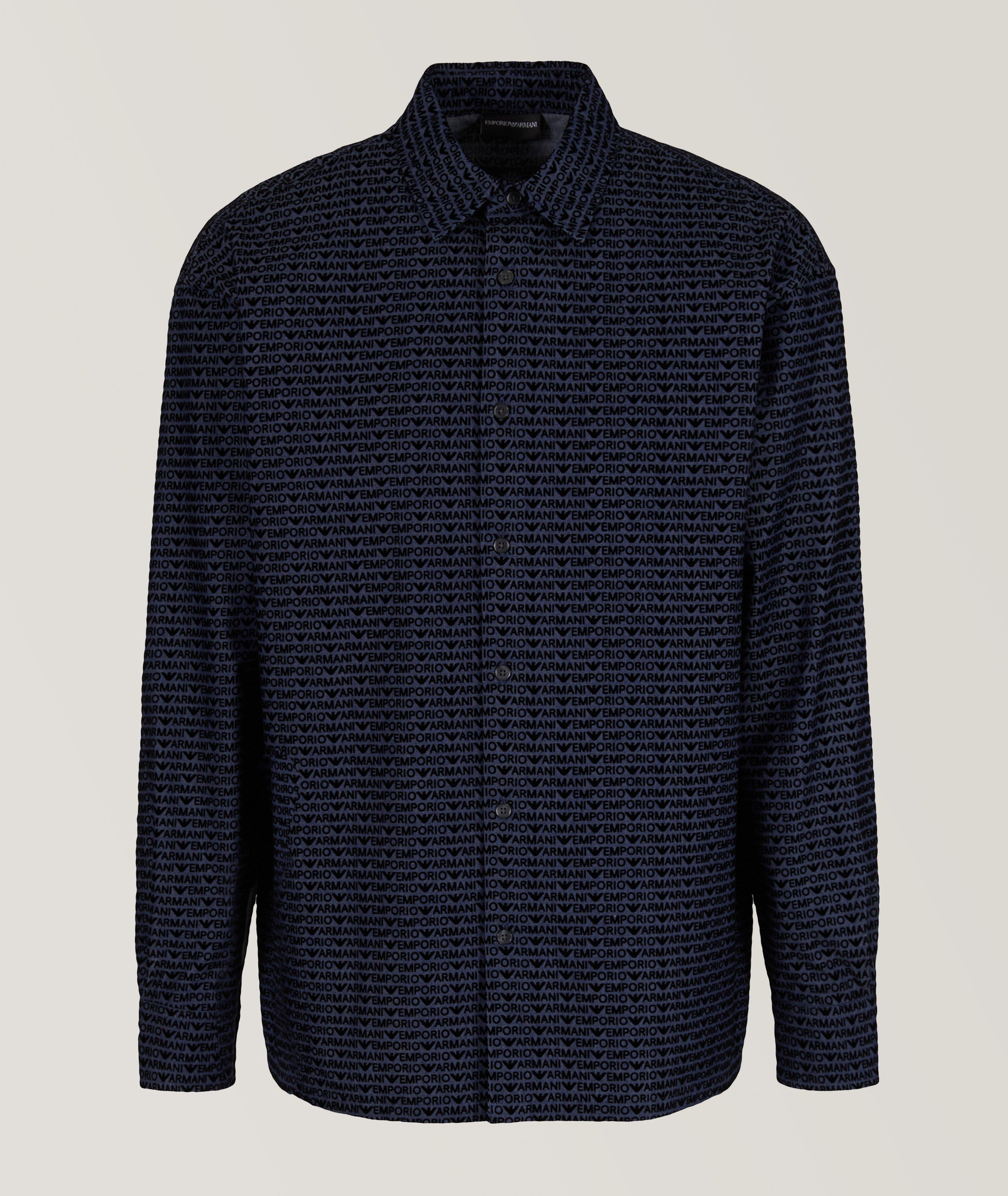 Emporio Armani Chambray Flocked Logo Sport Shirt | Casual Shirts ...