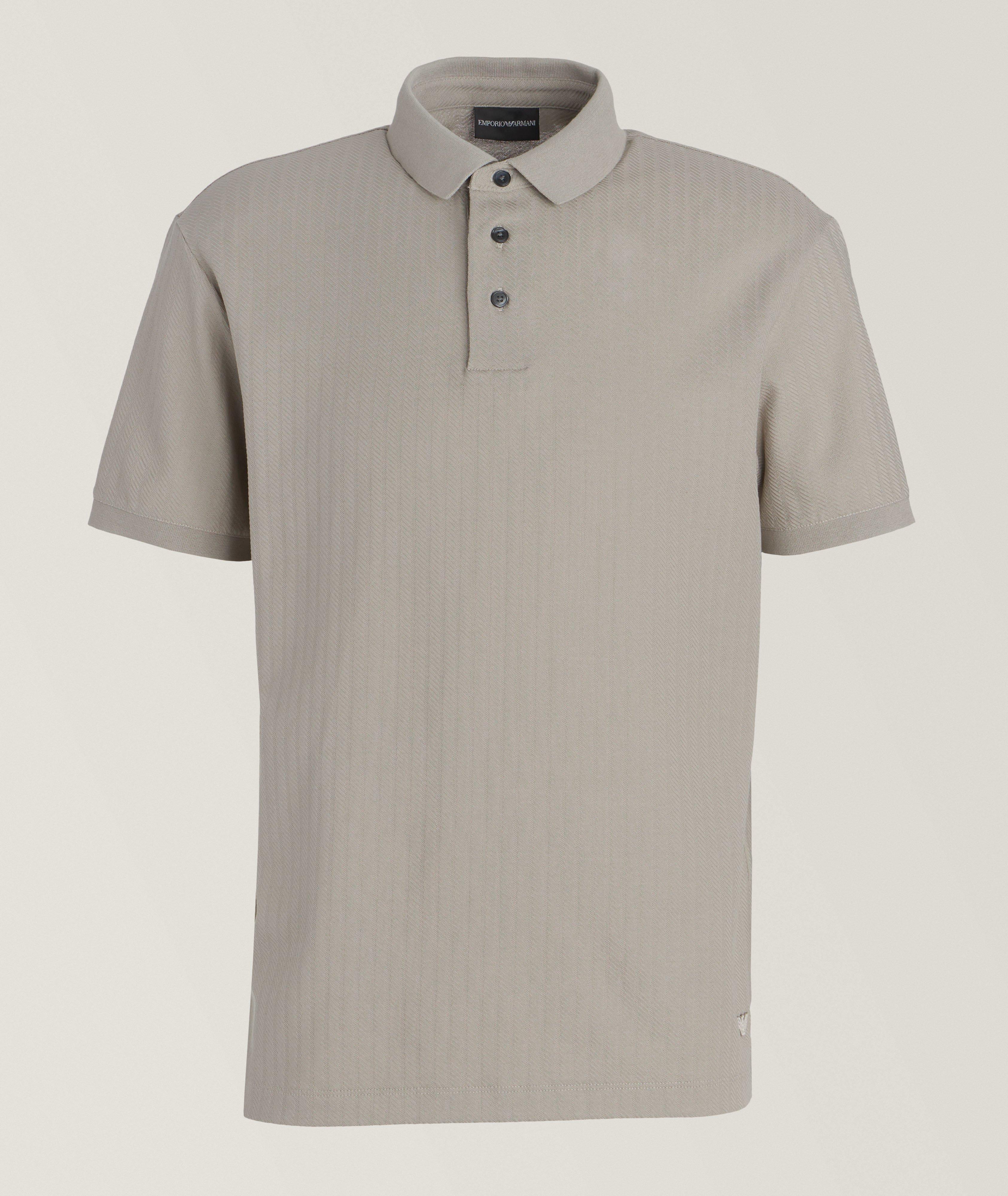 Emporio Armani Textured Stitch Cotton Polo | Polos | Harry Rosen