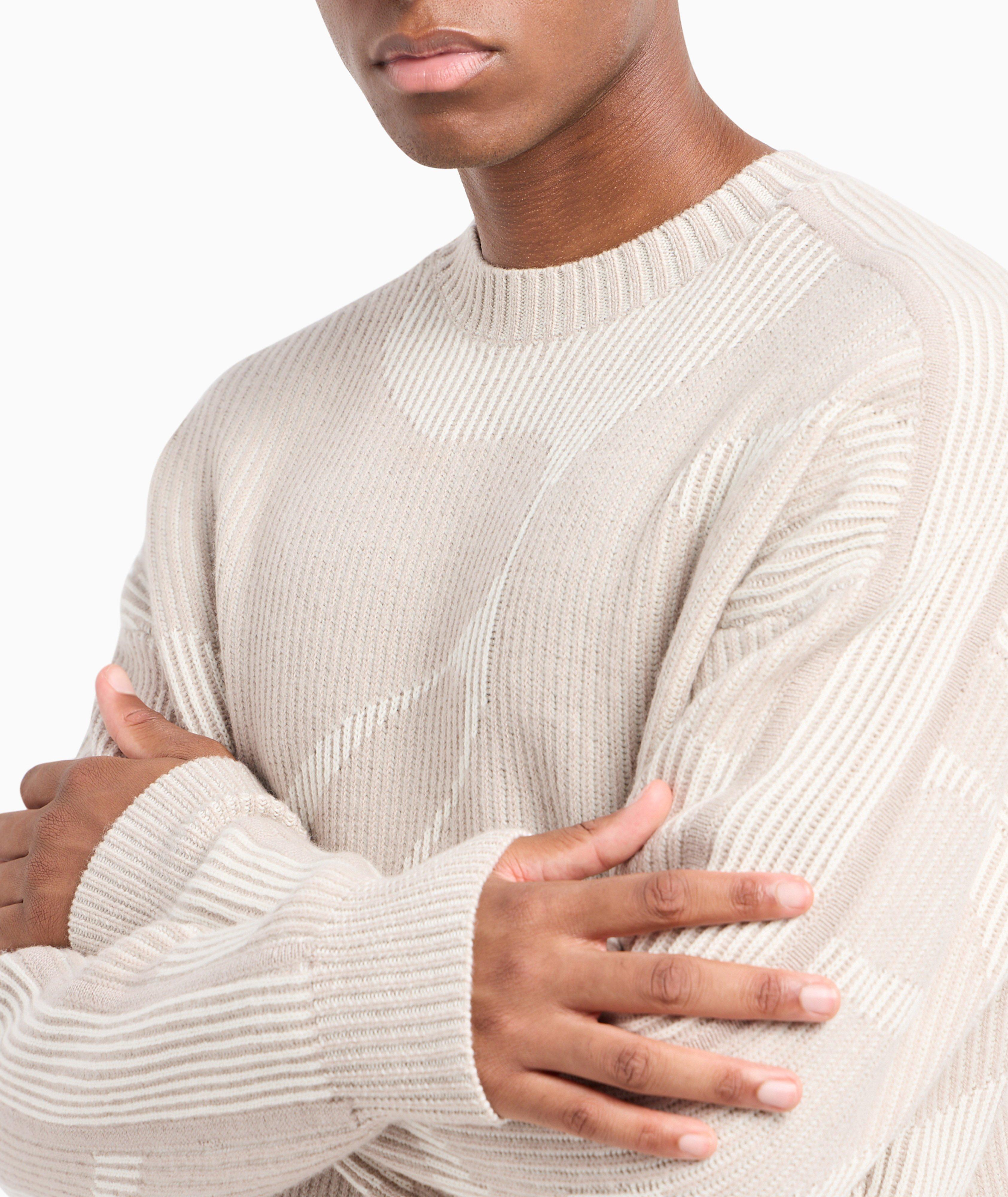 Emporio Armani Abstract Jaquared Pattern Ribbed Knit Sweater | Sweaters ...