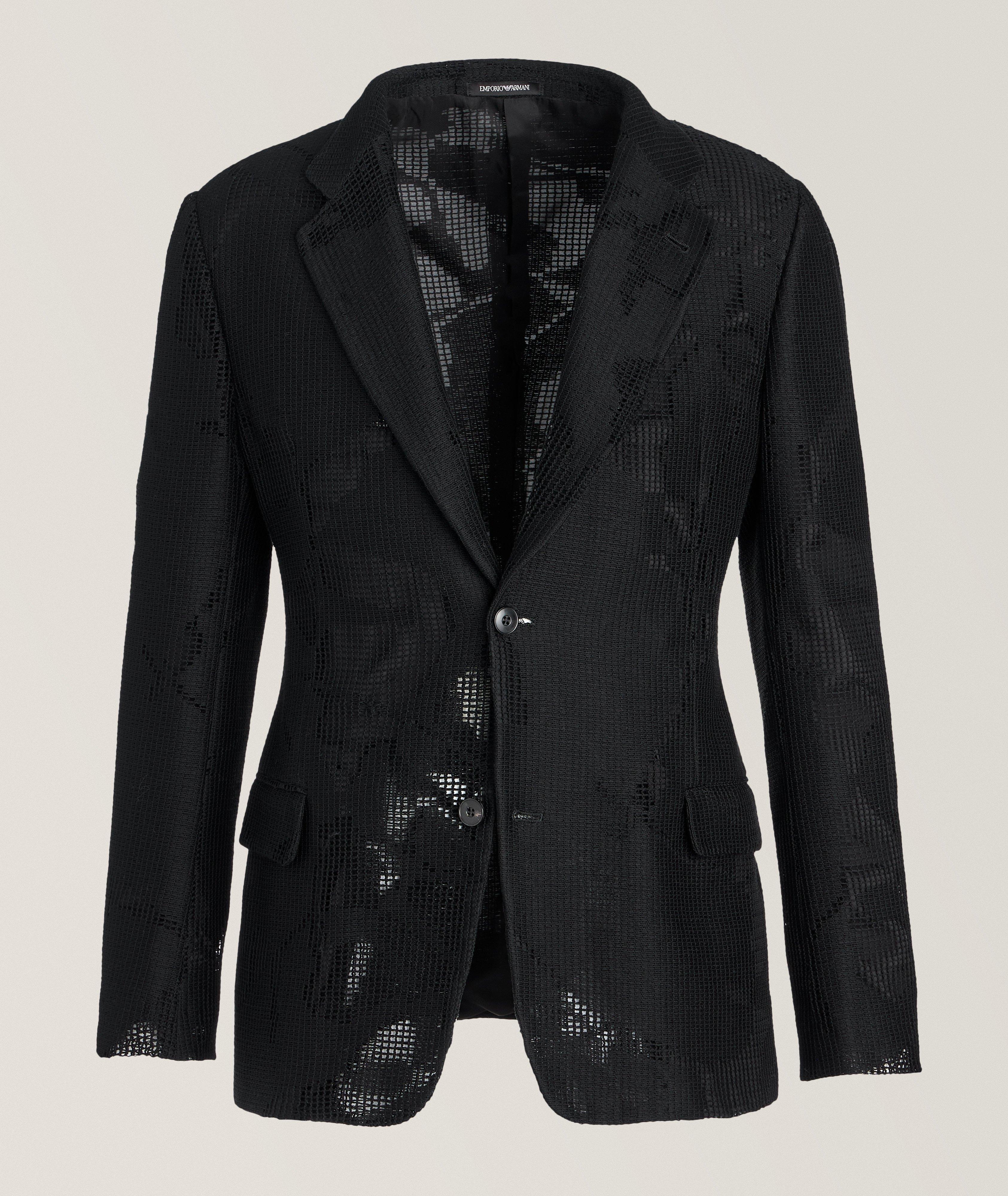 Emporio Armani Geometric Weave Cotton Sport Jacket | Sport Jackets ...