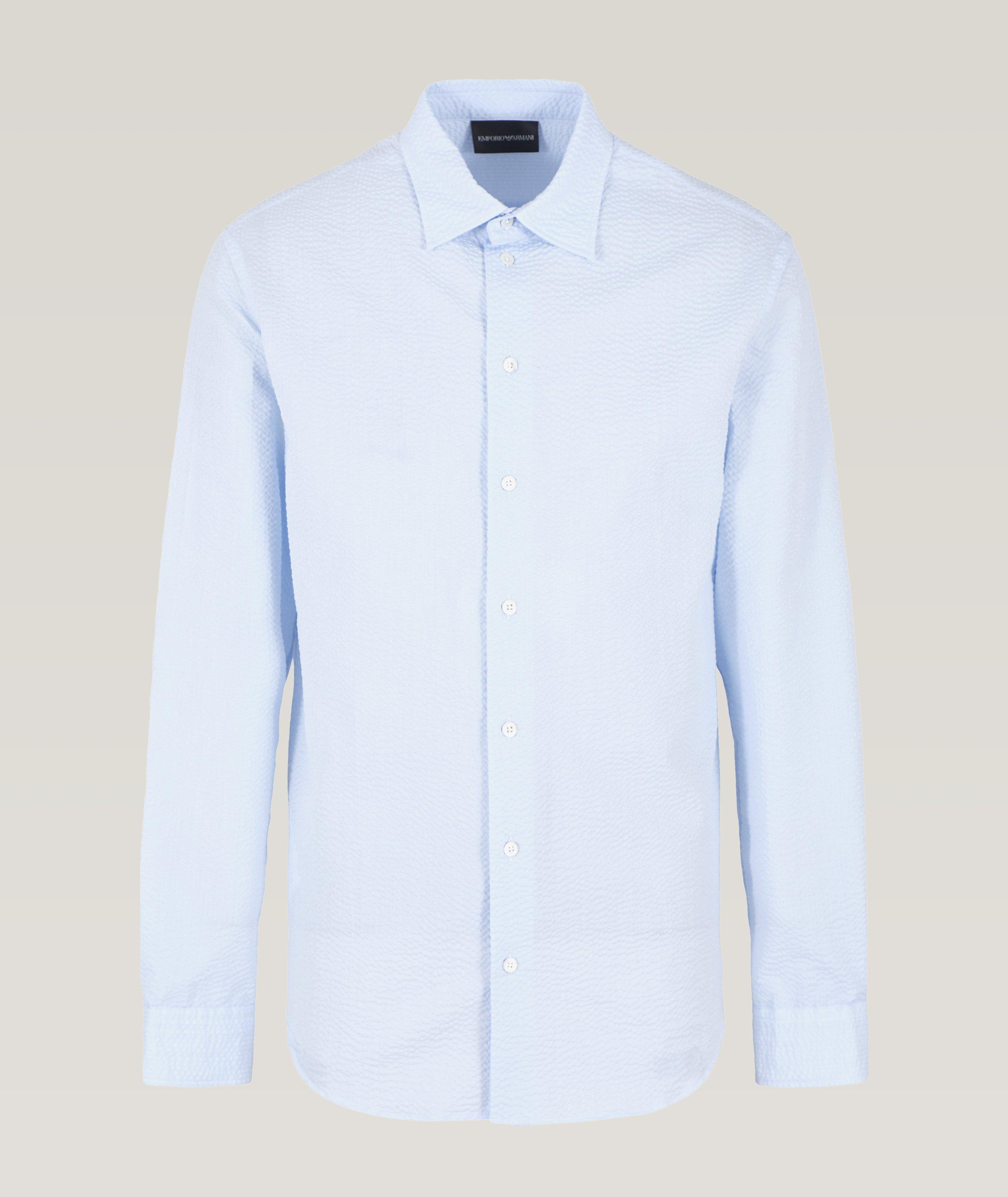 Emporio Armani Asymmetrical Flocked Cotton Sport Shirt | Casual Shirts ...
