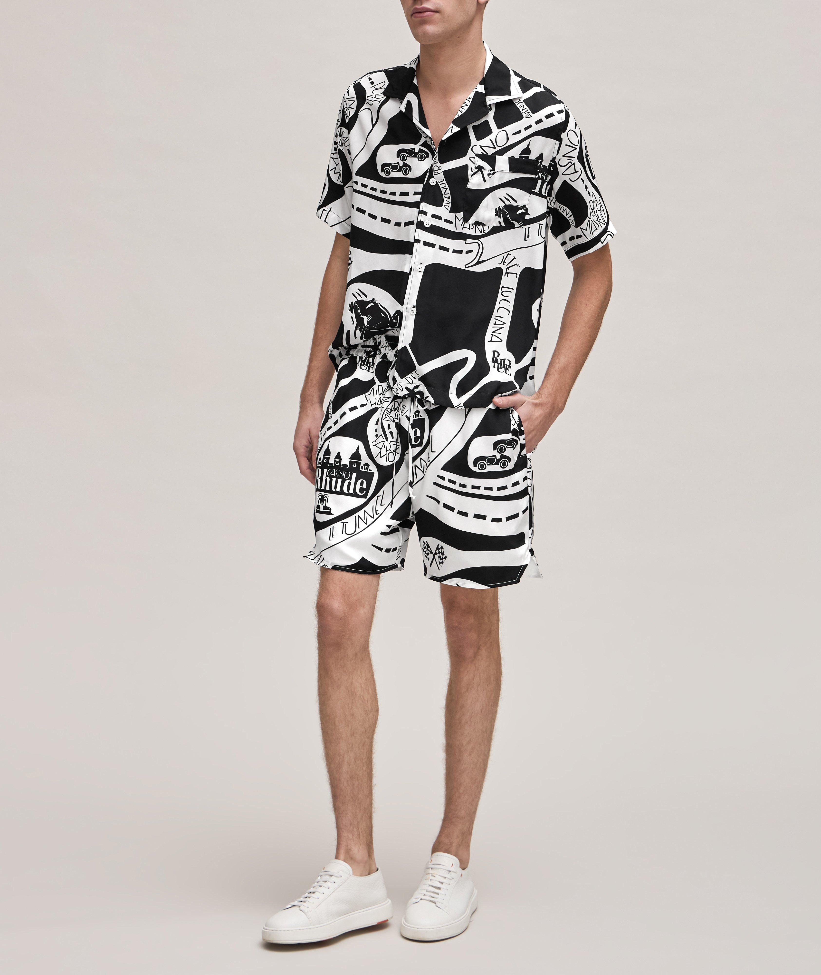 Rhude Strada Road Map Print Silk Twill Shirt | Sport Shirts | Harry Rosen