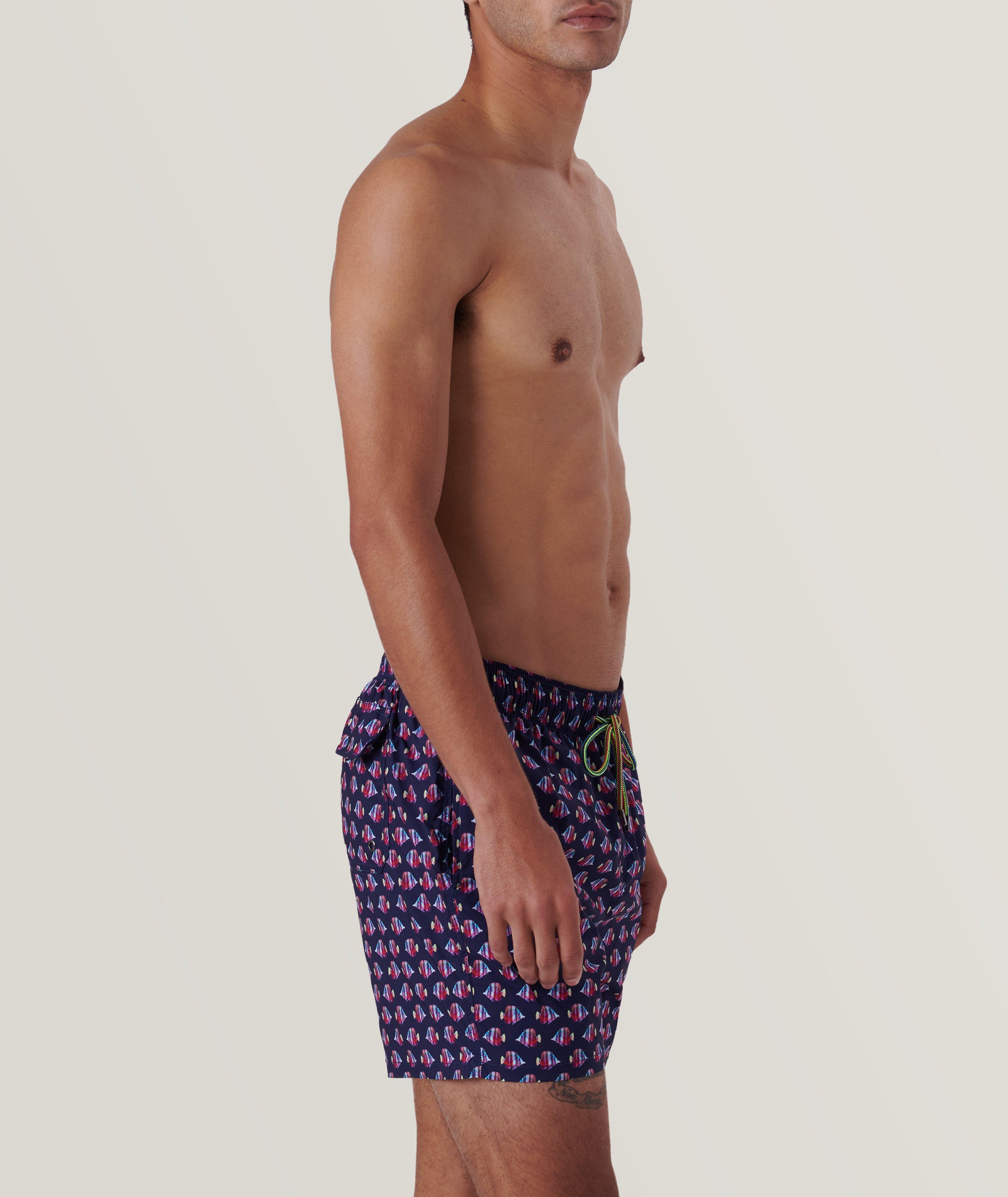 Bugatchi Archer Striped Fish Swim Trunks | Swimwear | Harry Rosen
