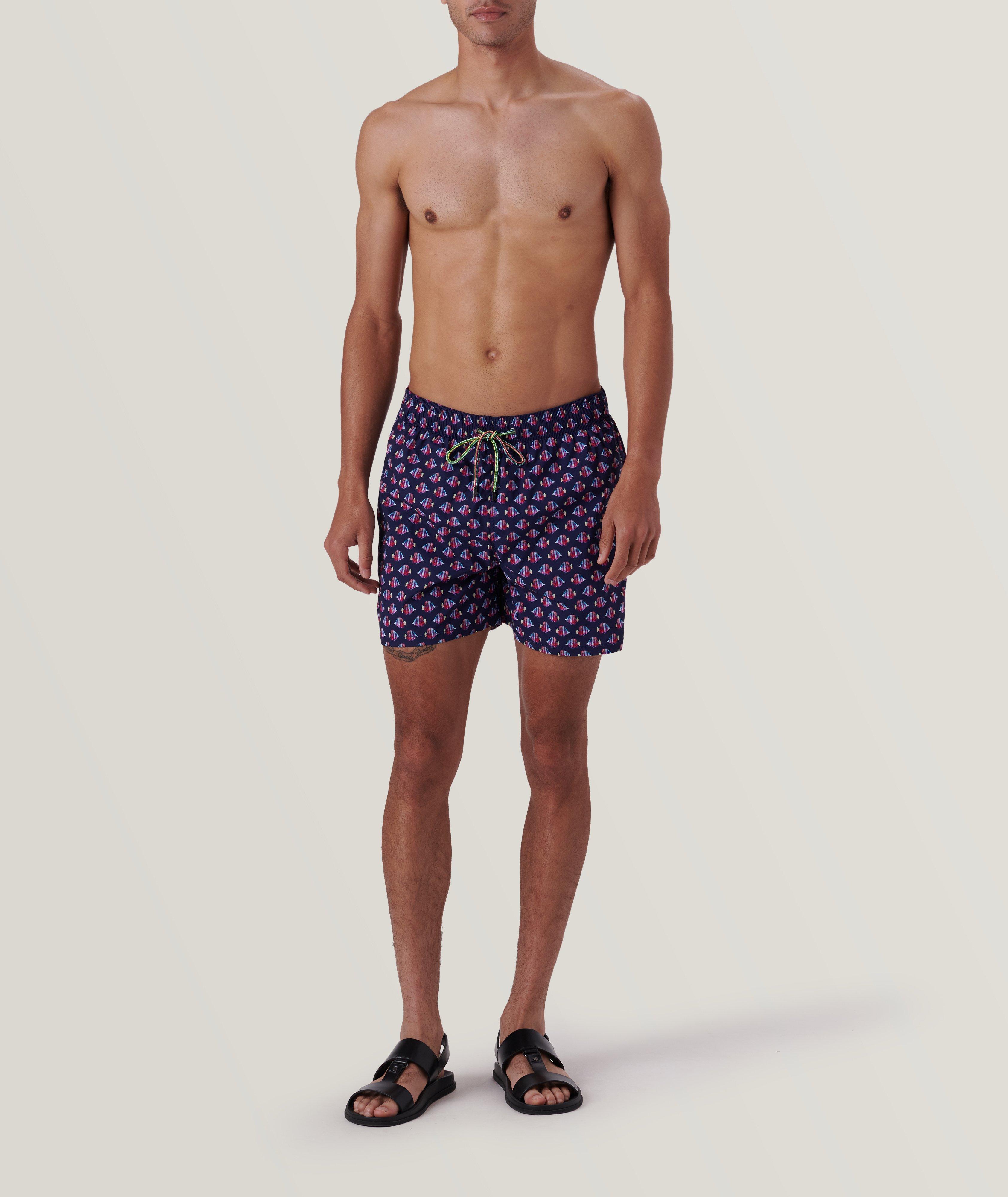 Bugatchi Archer Striped Fish Swim Trunks | Swimwear | Harry Rosen