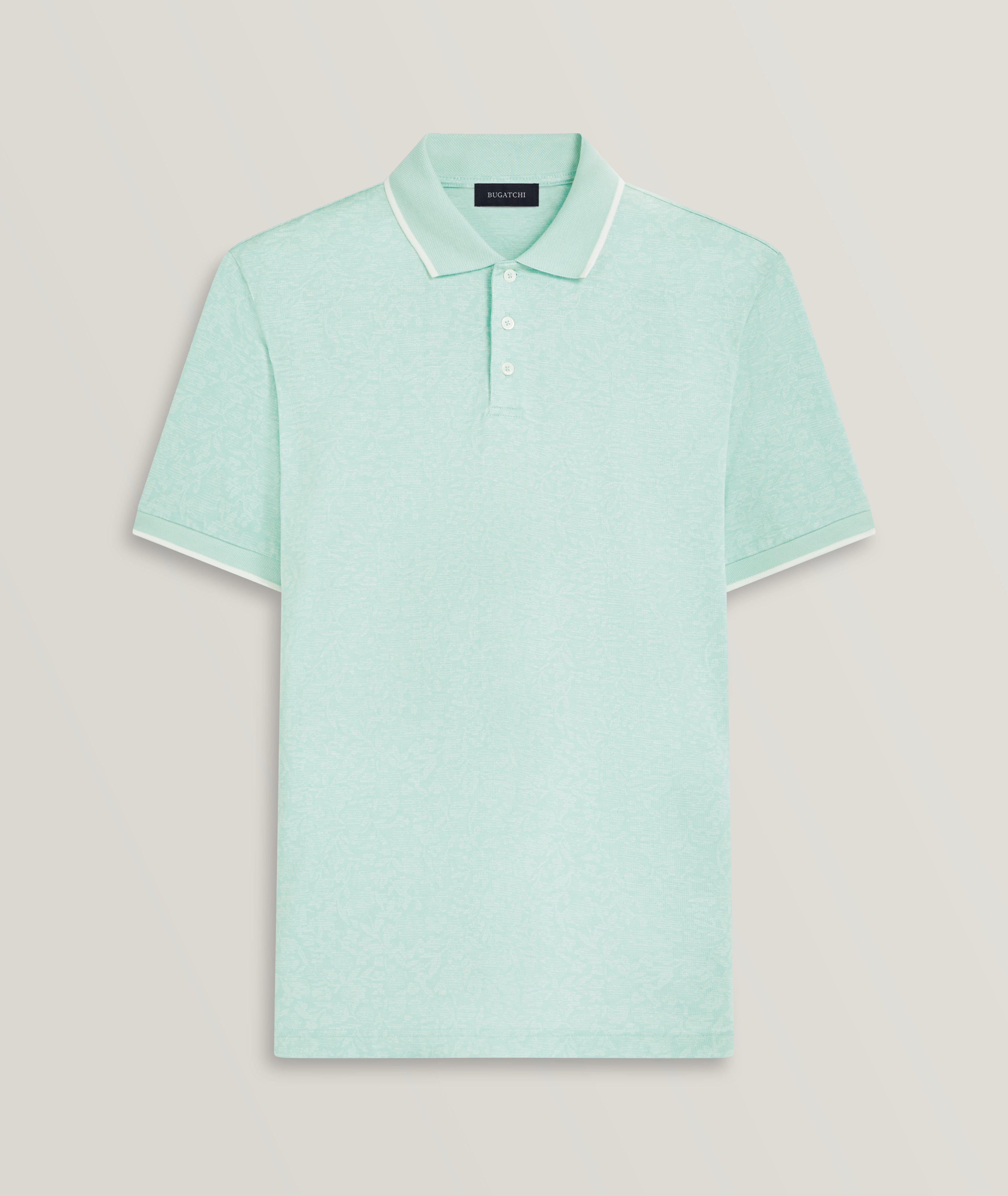 Bugatchi Floral Jacquard Cotton-Blend Polo | Polos | Harry Rosen