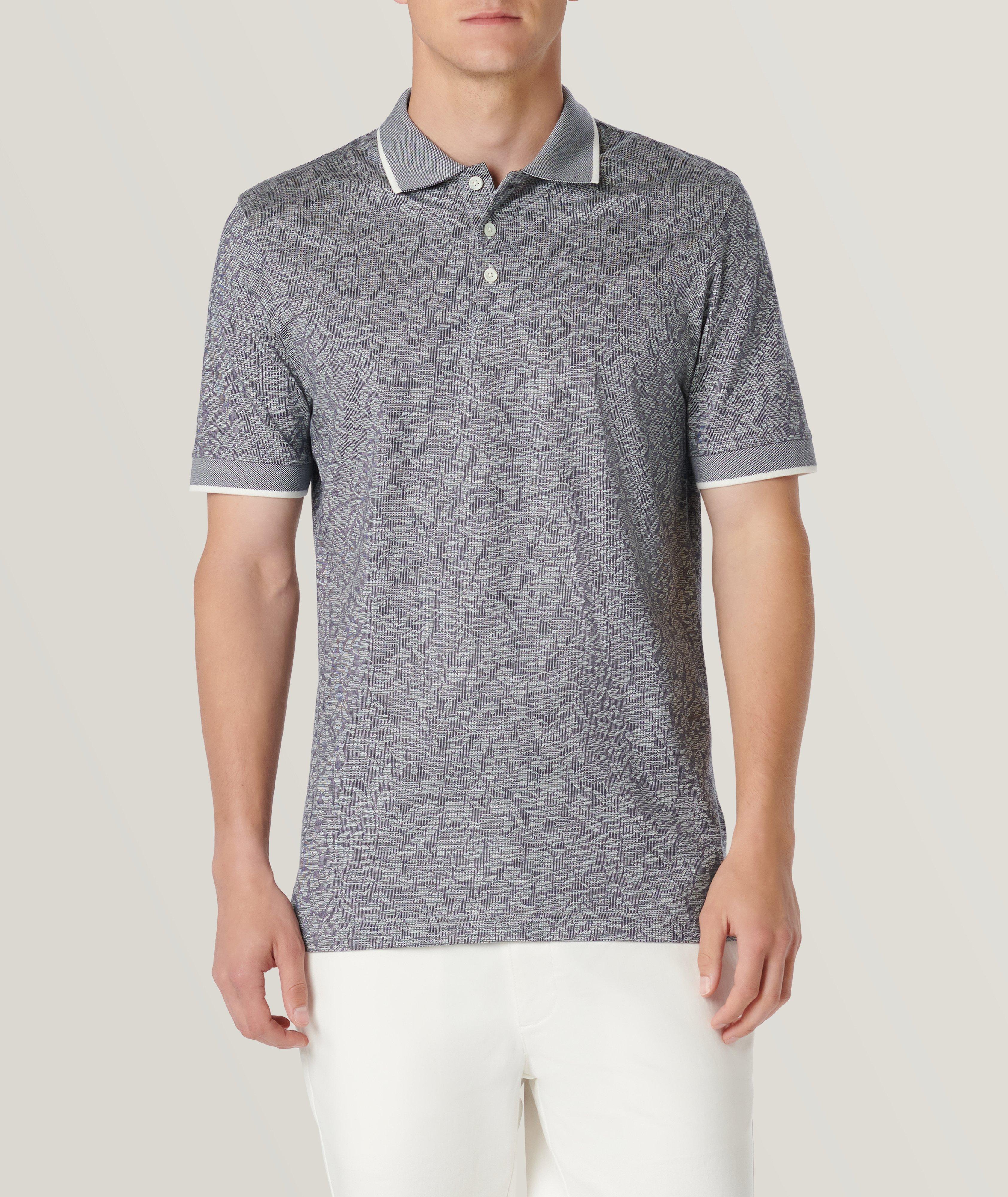 Bugatchi Floral Jacquard Cotton-Blend Polo | Polos | Harry Rosen