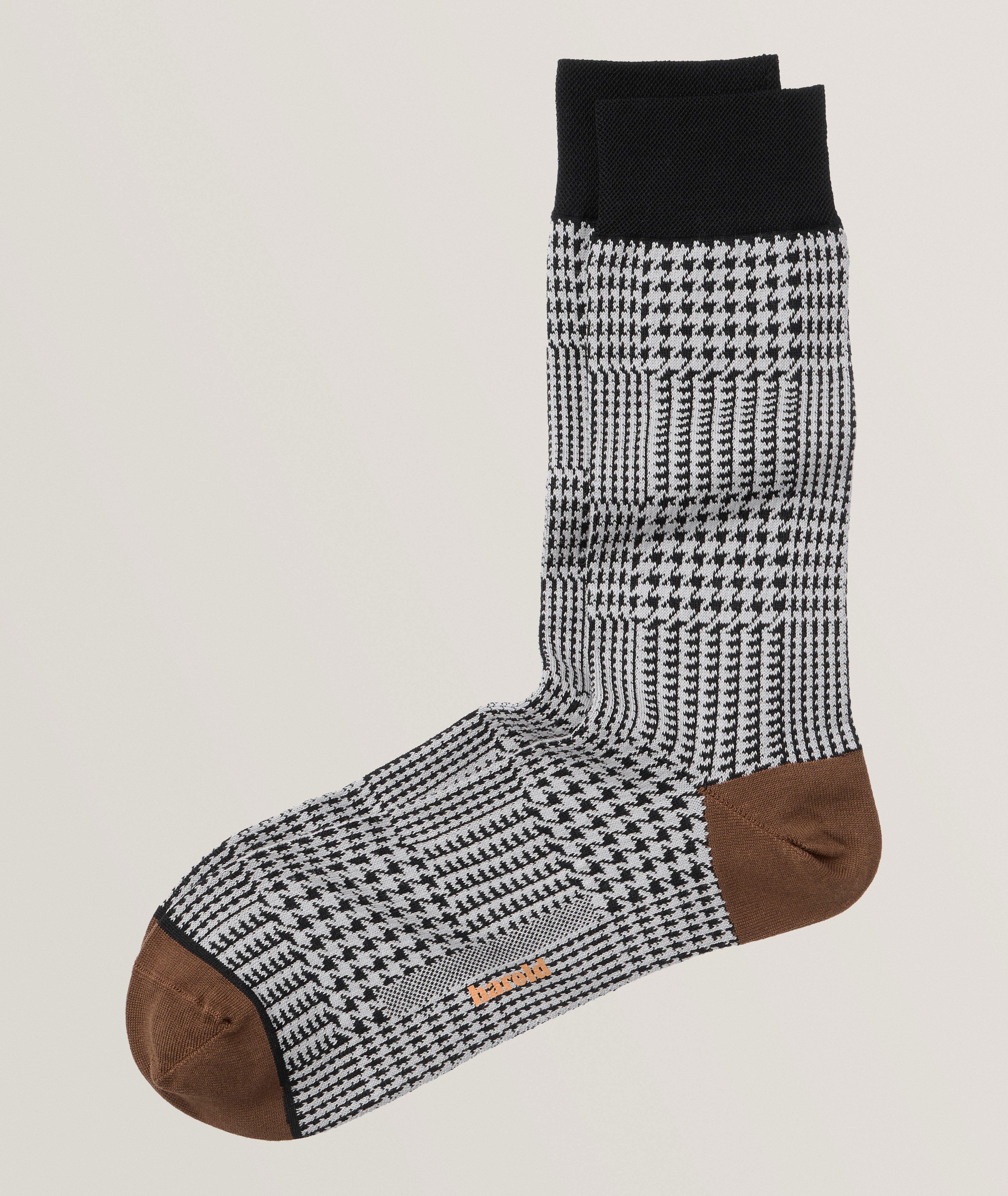 Harold Houndstooth Cotton-Blend Socks | Socks | Harry Rosen