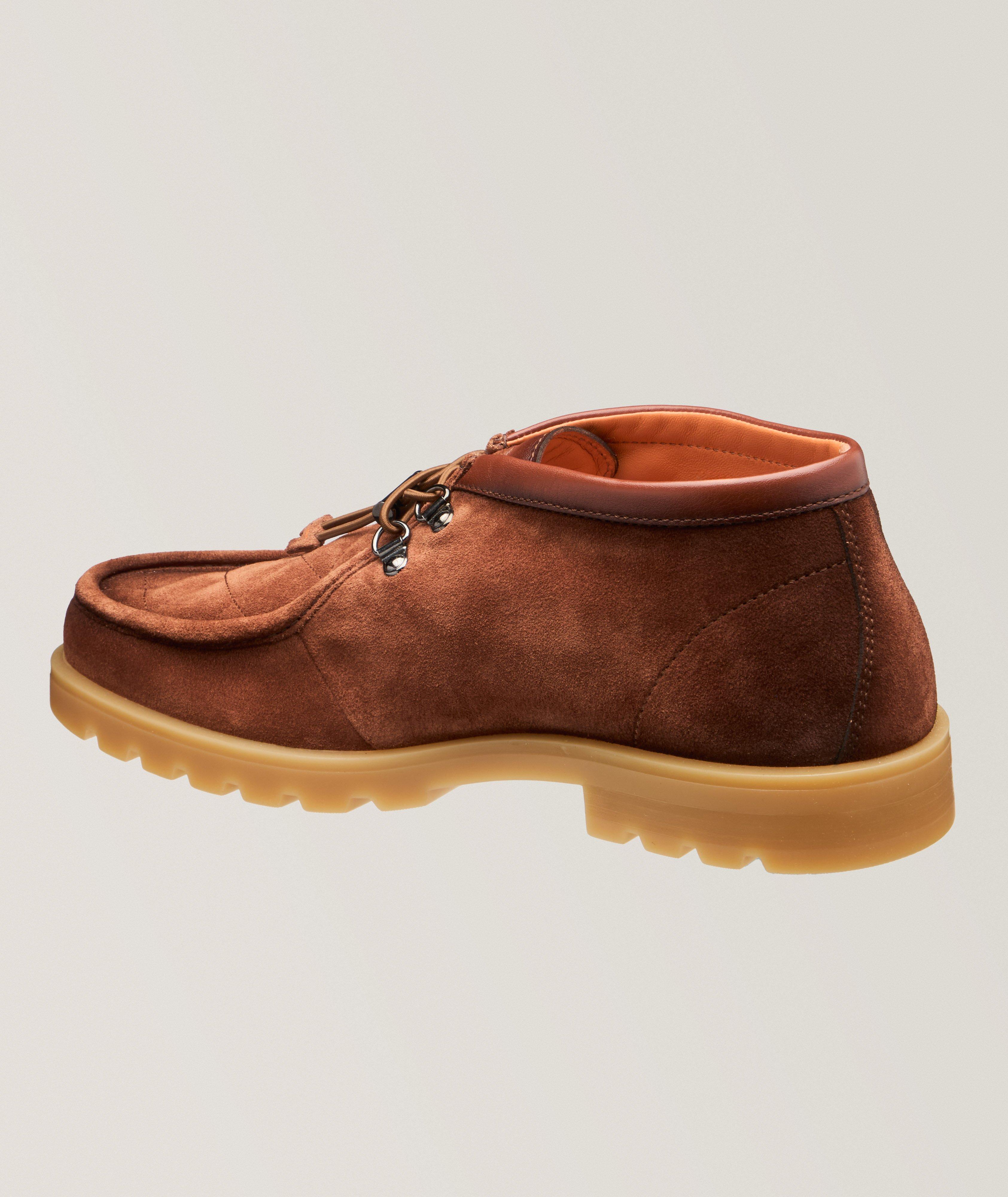 Santoni Gregory Quilted Suede Lug Boots | Boots | Harry Rosen