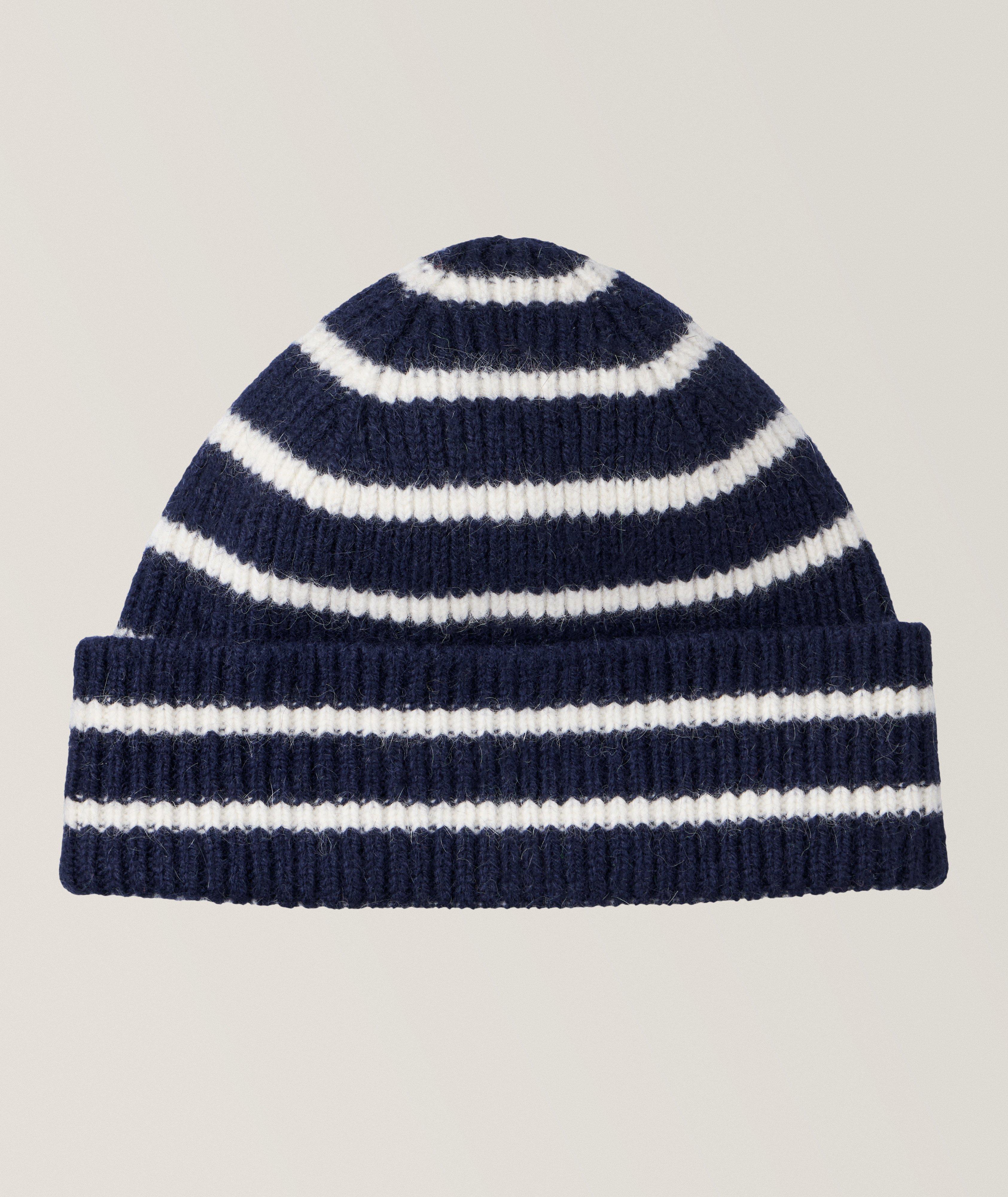 Le Bonnet Striped Ribbed Wool-Angora Classic Toque | Hats | Harry Rosen