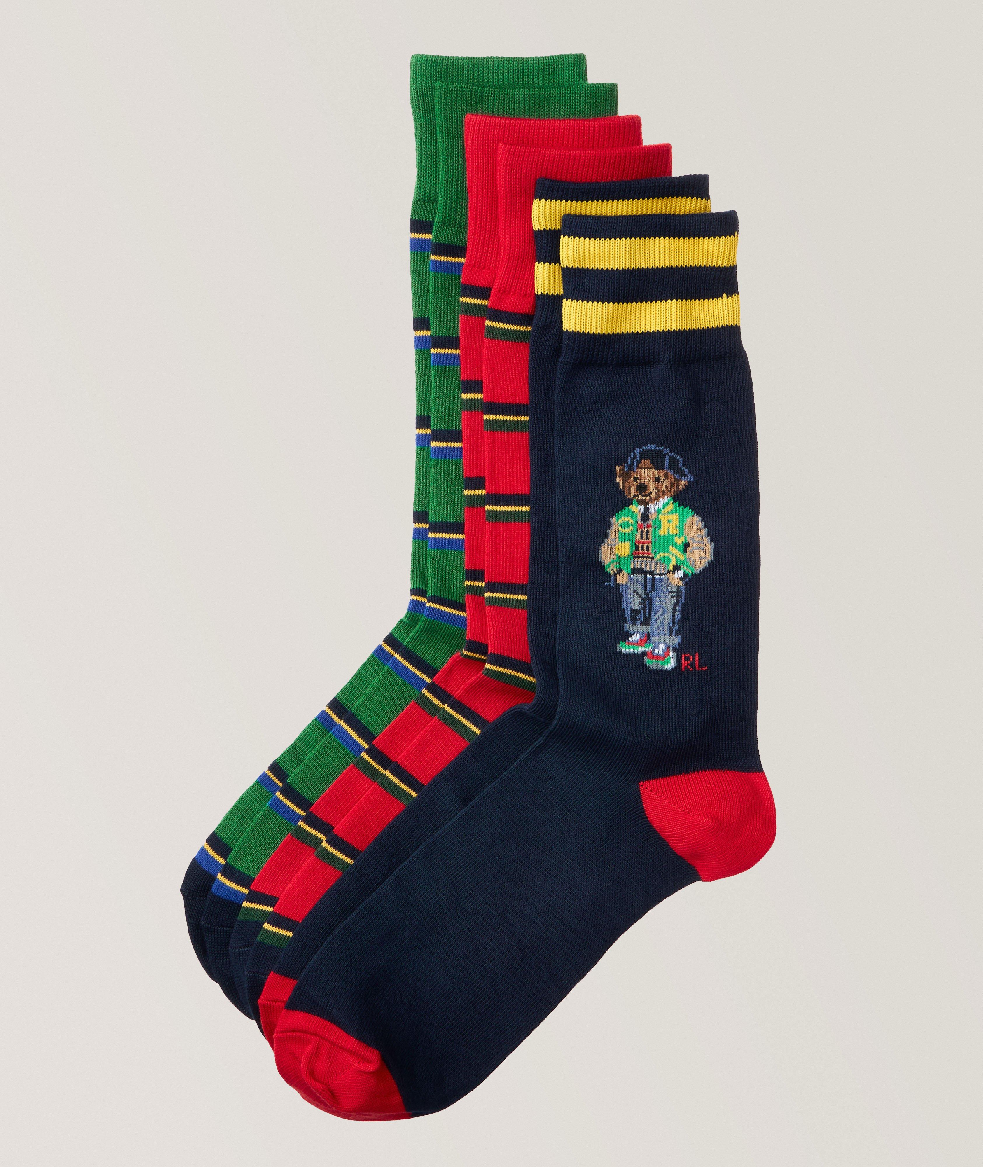Polo Ralph Lauren Three-Pack American Heritage Bear Slack Socks | Socks ...