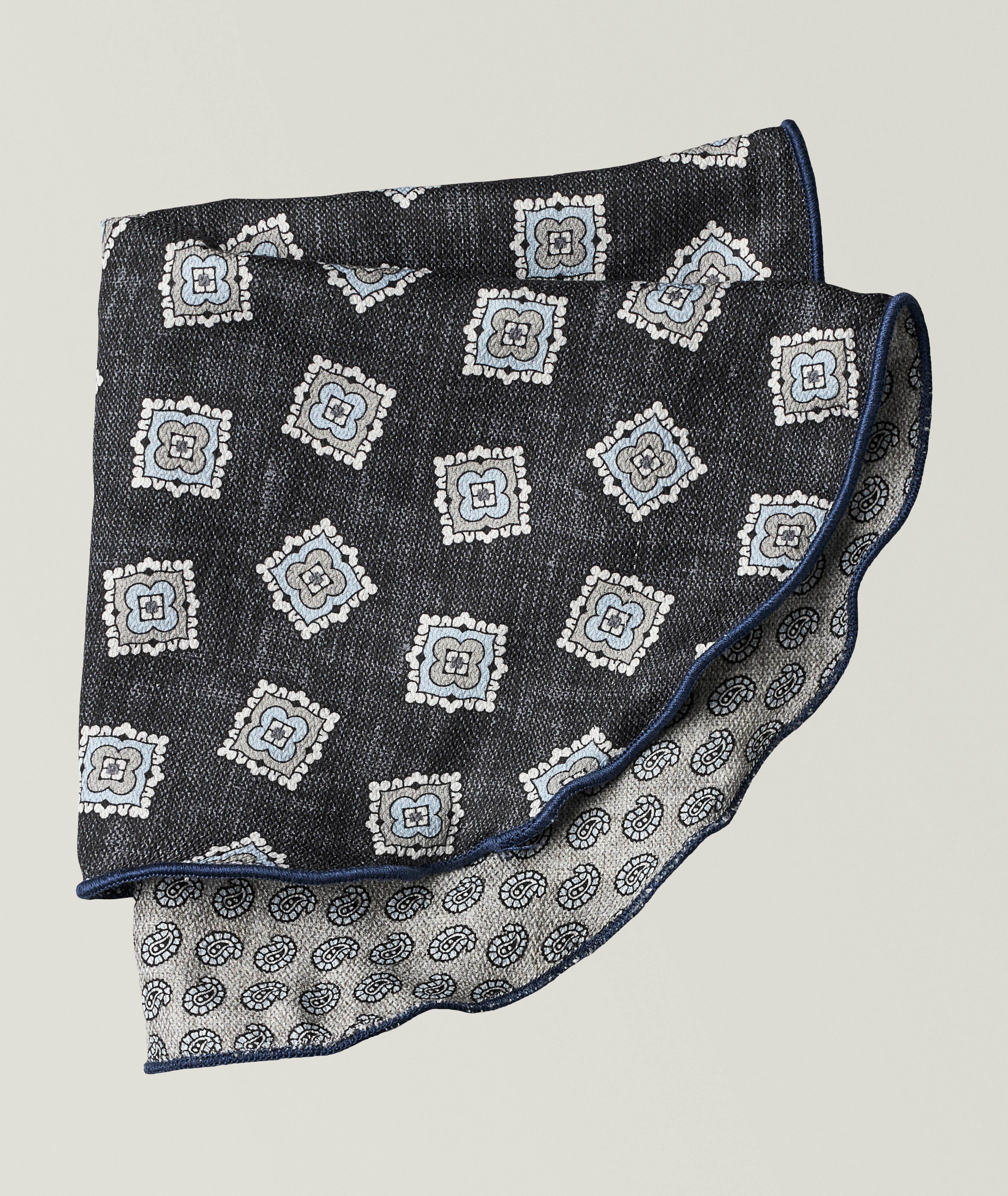 Edward Armah Reversible Floral Medallion-Paisley Pocket Round | Ties ...