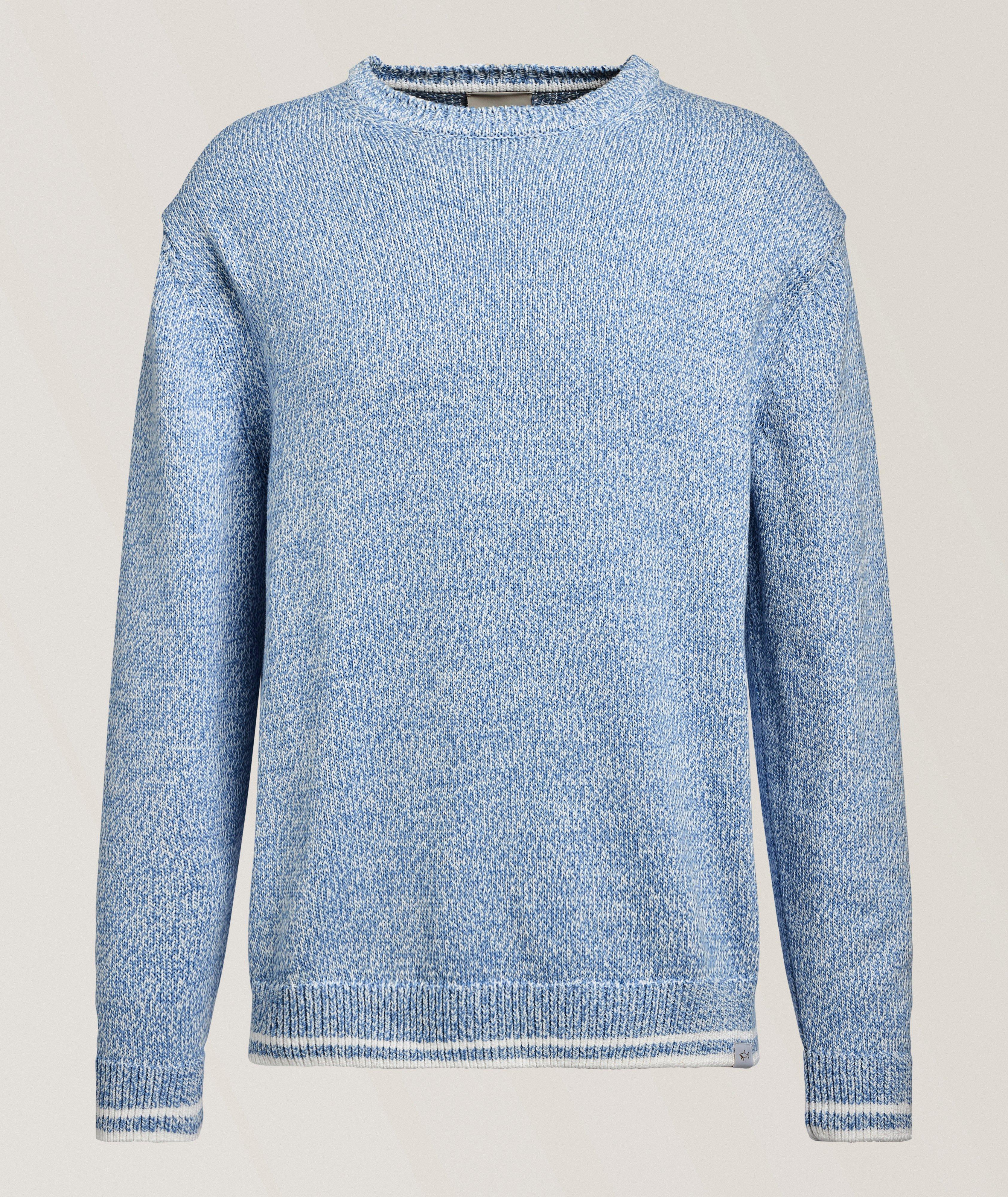 Paul & Shark Mélange Striped-Hem Cotton Sweater | Sweaters & Knits ...