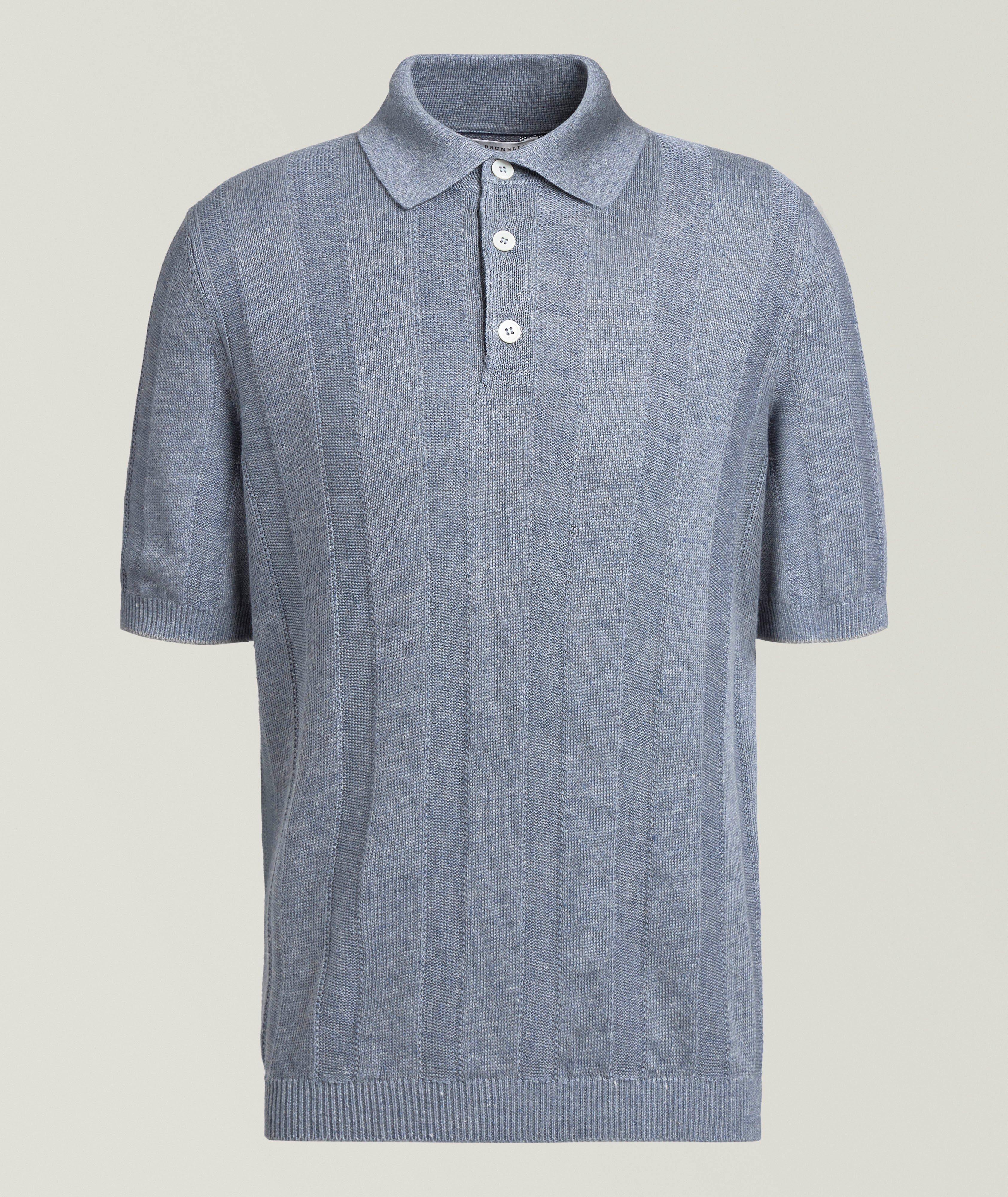 Brunello Cucinelli Wide-Rib Linen-Cotton Polo Sweater | Polos | Harry Rosen