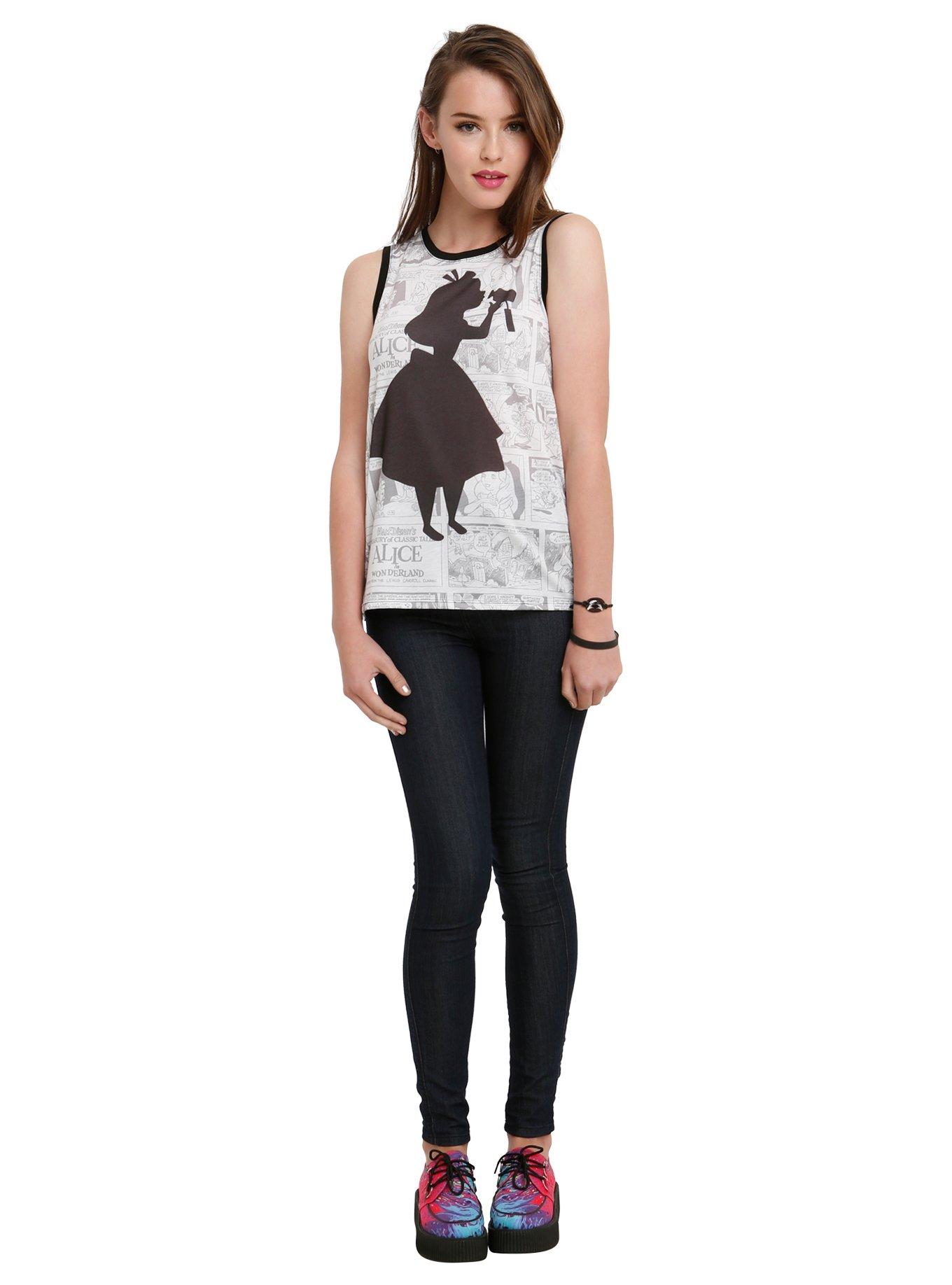 Disney Alice In Wonderland Comic Tonal Girls Muscle Top | Hot Topic