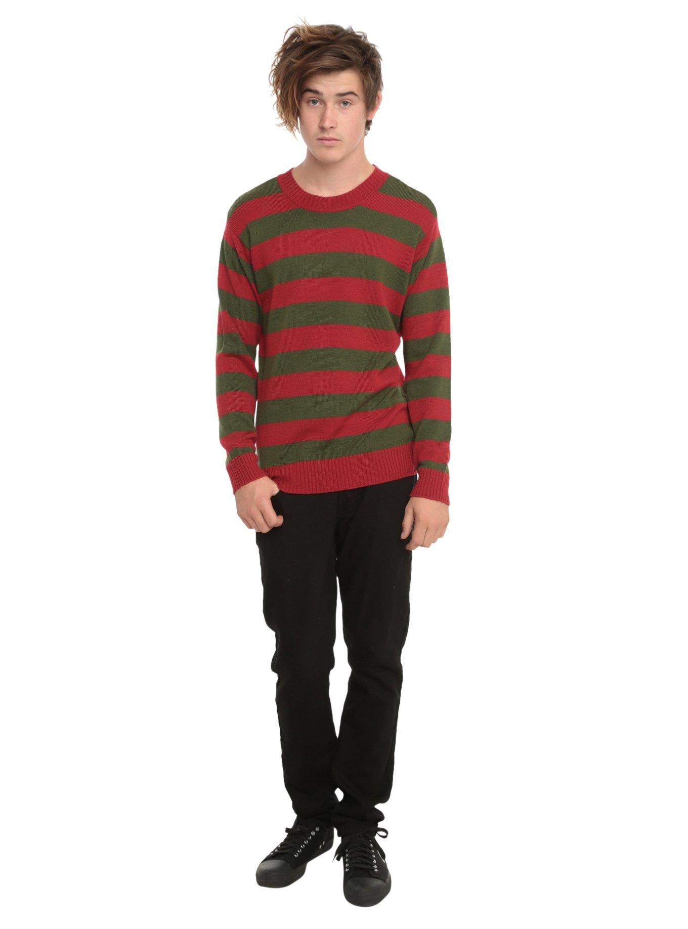 Horror Red & Green Stripe Sweater | Hot Topic