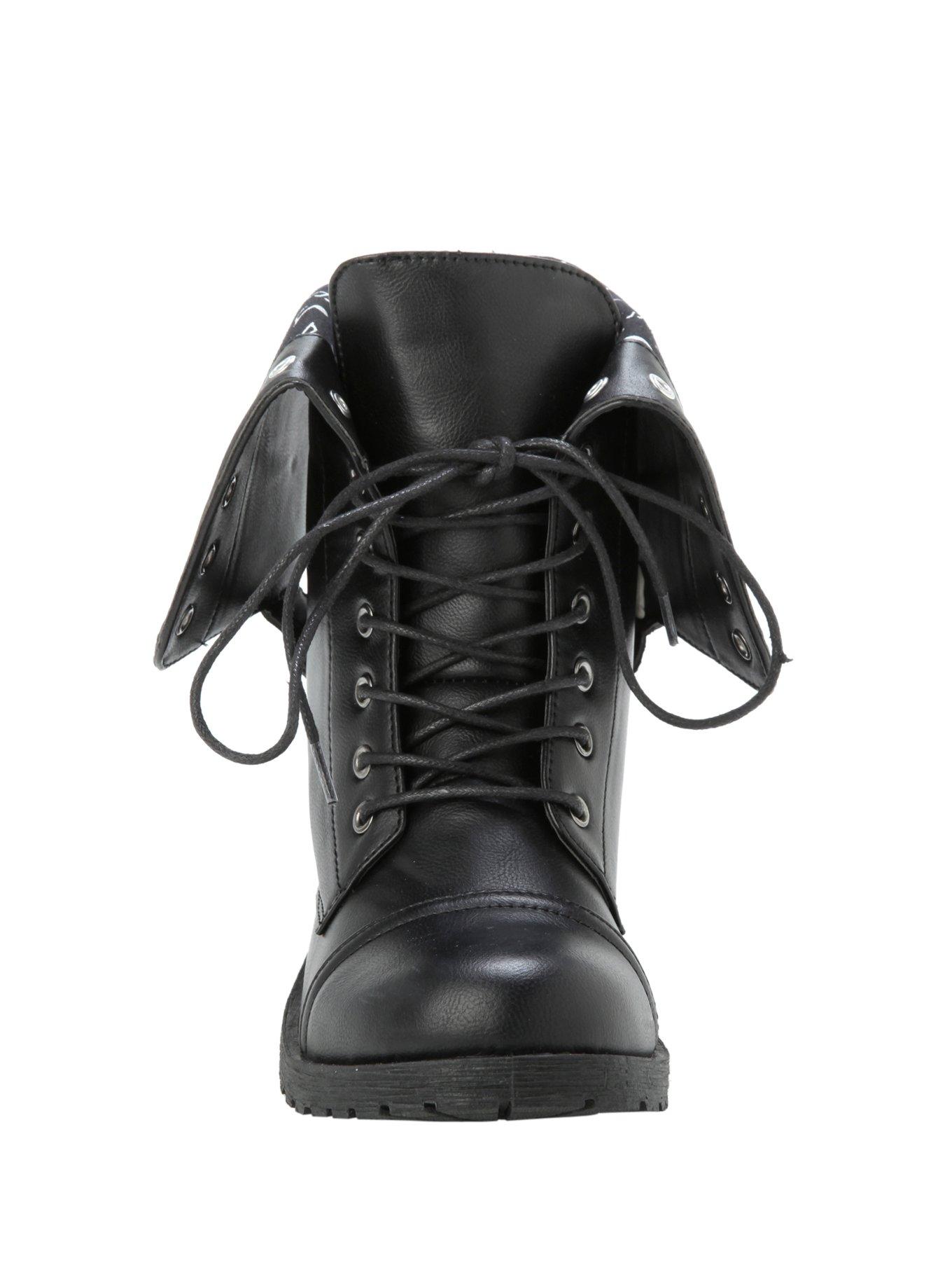 Music Note Combat Boots | Hot Topic