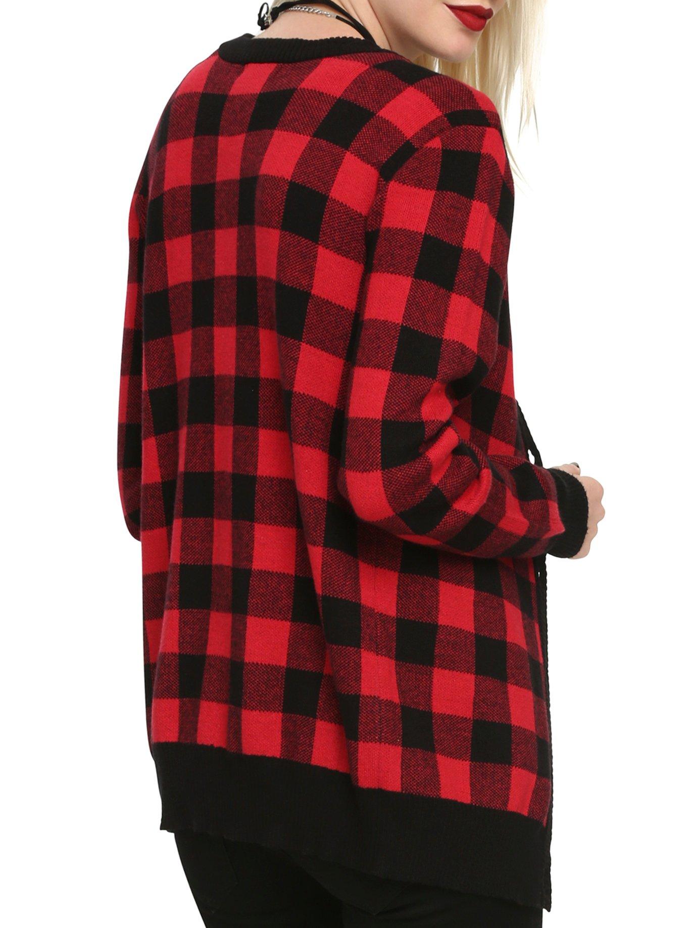 Red and Black Check Girls Cardigan | Hot Topic