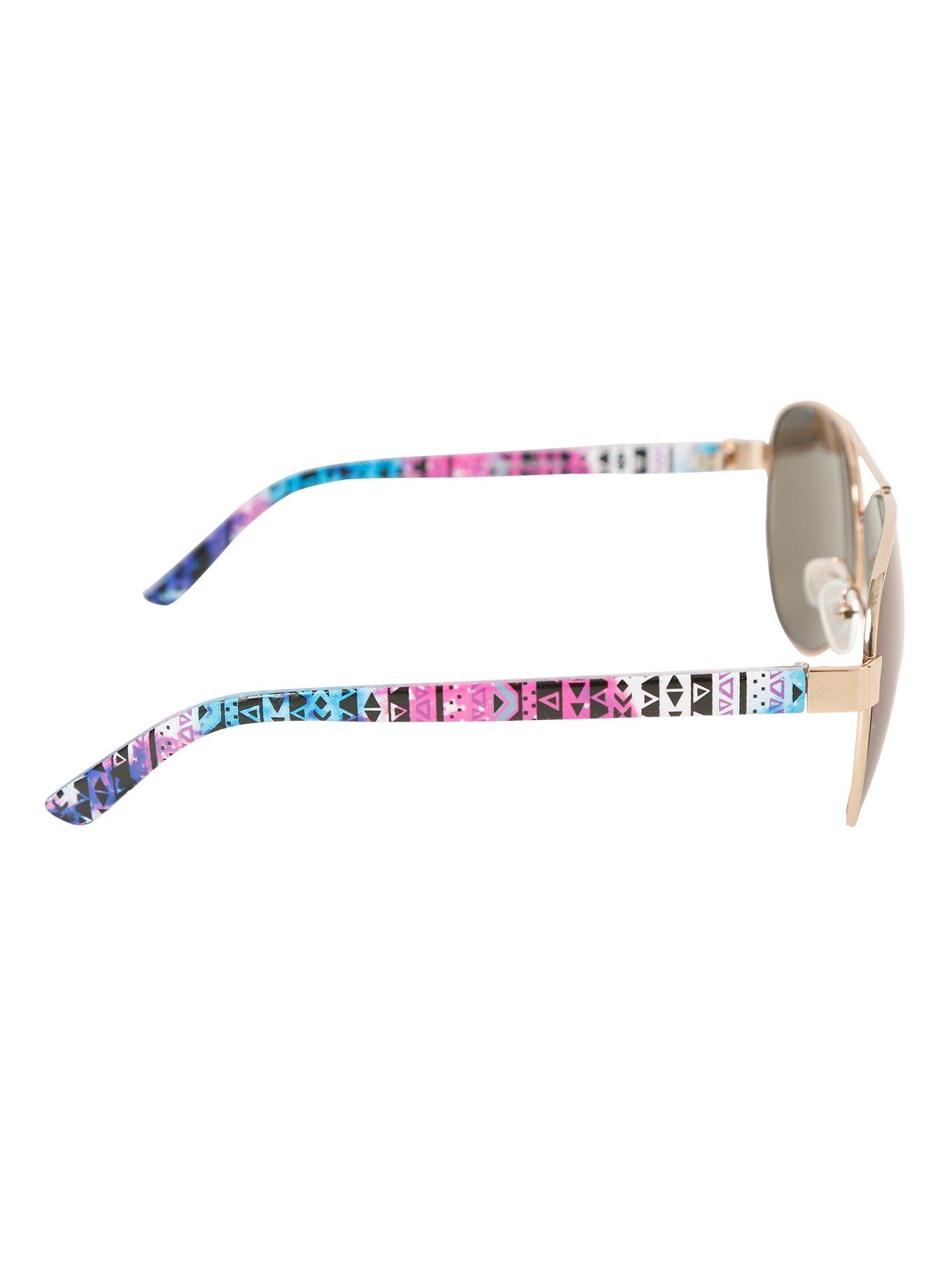 Aztec Galaxy Blue Flash Aviator Sunglasses | Hot Topic