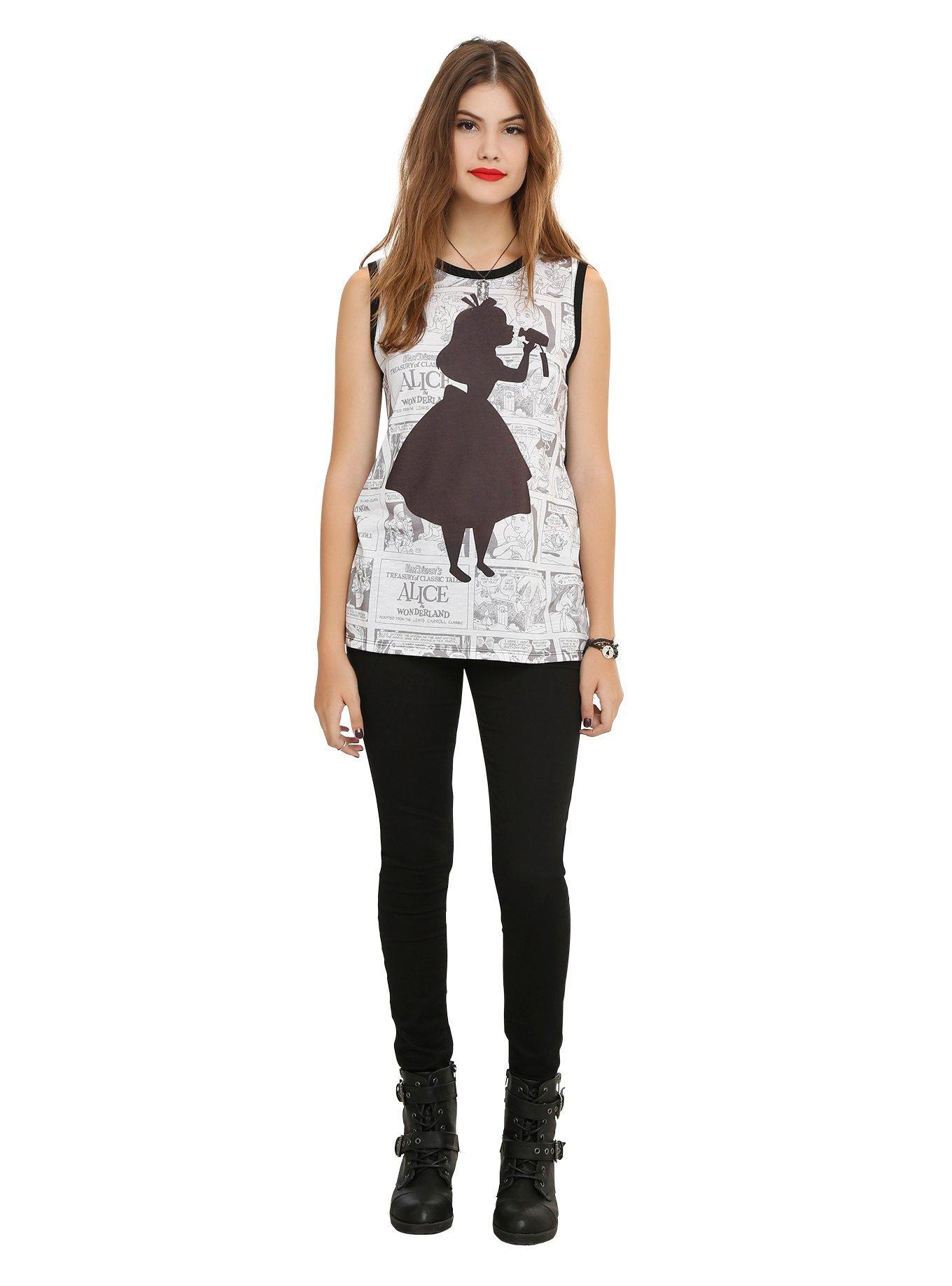 Disney Alice In Wonderland Comic Silhouette Girls Muscle Top | Hot Topic