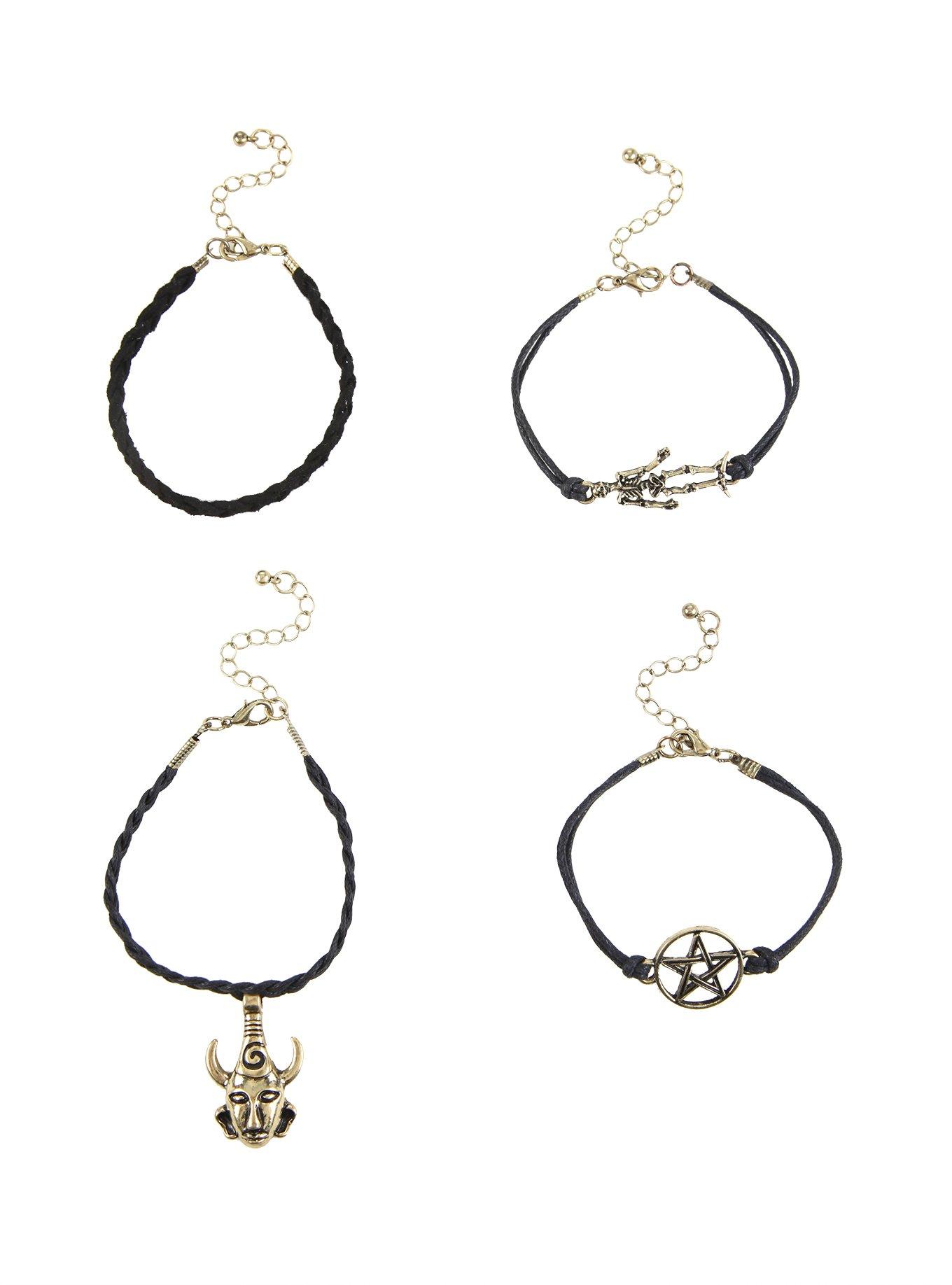 Amulet Skeleton Pentagram Cord Bracelet Set | Hot Topic