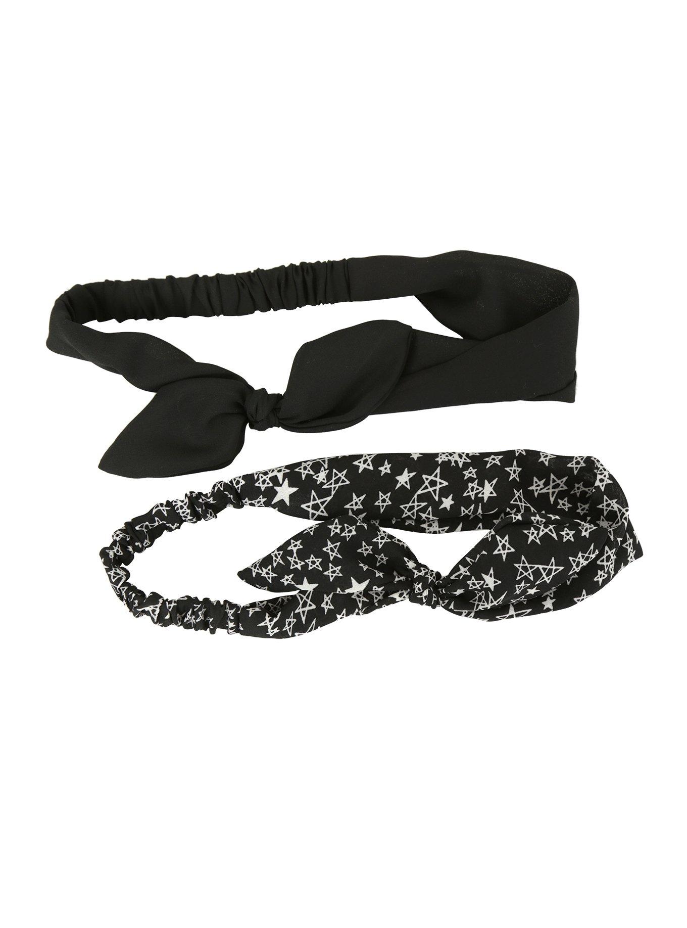 Black & White Star Stretch Bow Headband 2 Pack | Hot Topic