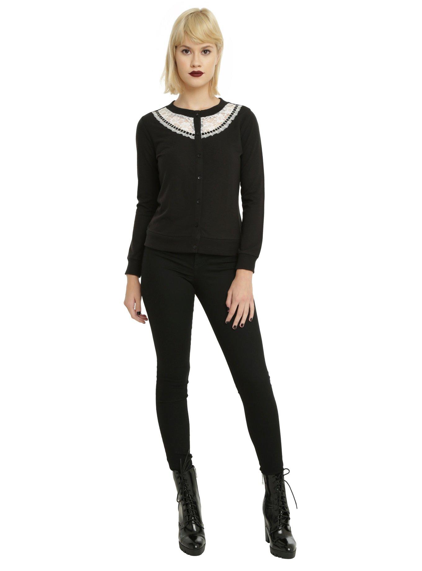 Black And Ivory Lace Girls Cardigan | Hot Topic
