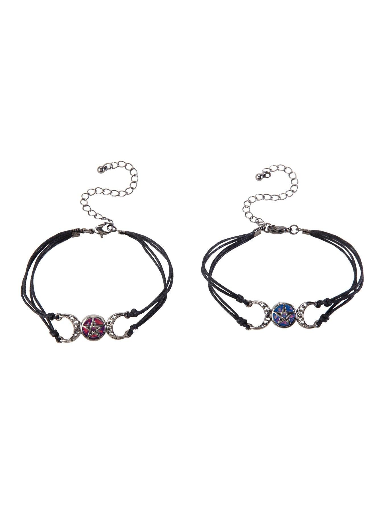 Filigree Half-Moon & Pentagram Cord Bracelet Set | Hot Topic