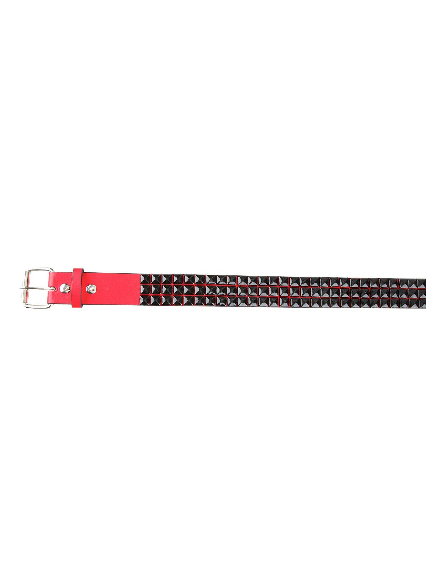 Red & Black Checkered Pyramid Stud Belt | Hot Topic