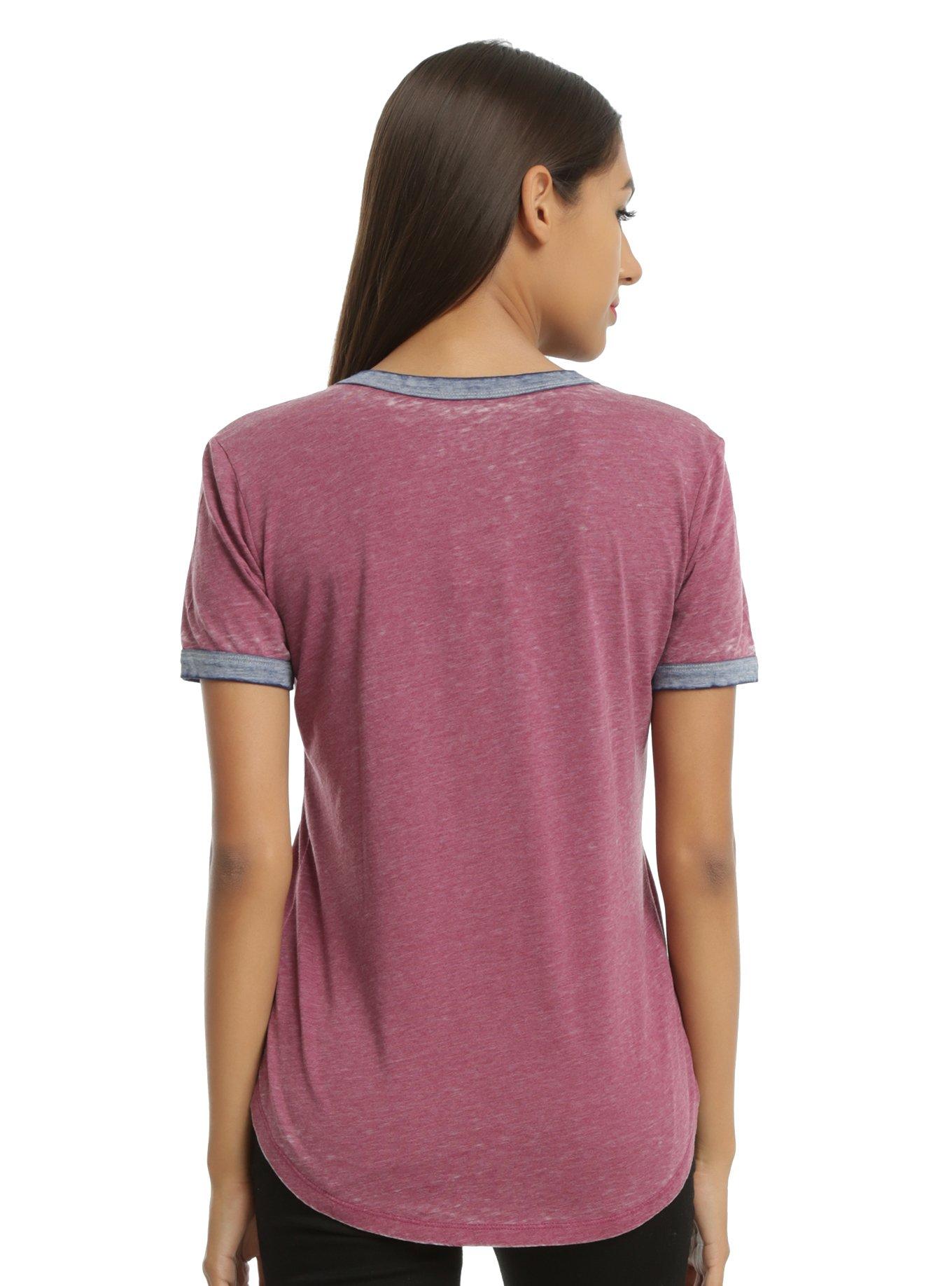 Navy Heart Clef Maroon Girls Burnout Ringer T-Shirt | Hot Topic
