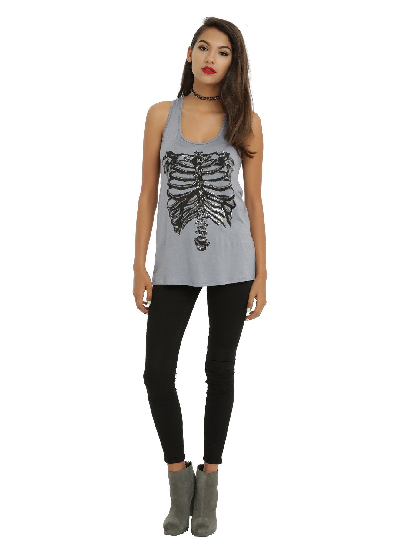 Grey Rib Cage Foil Girls Tank Top | Hot Topic