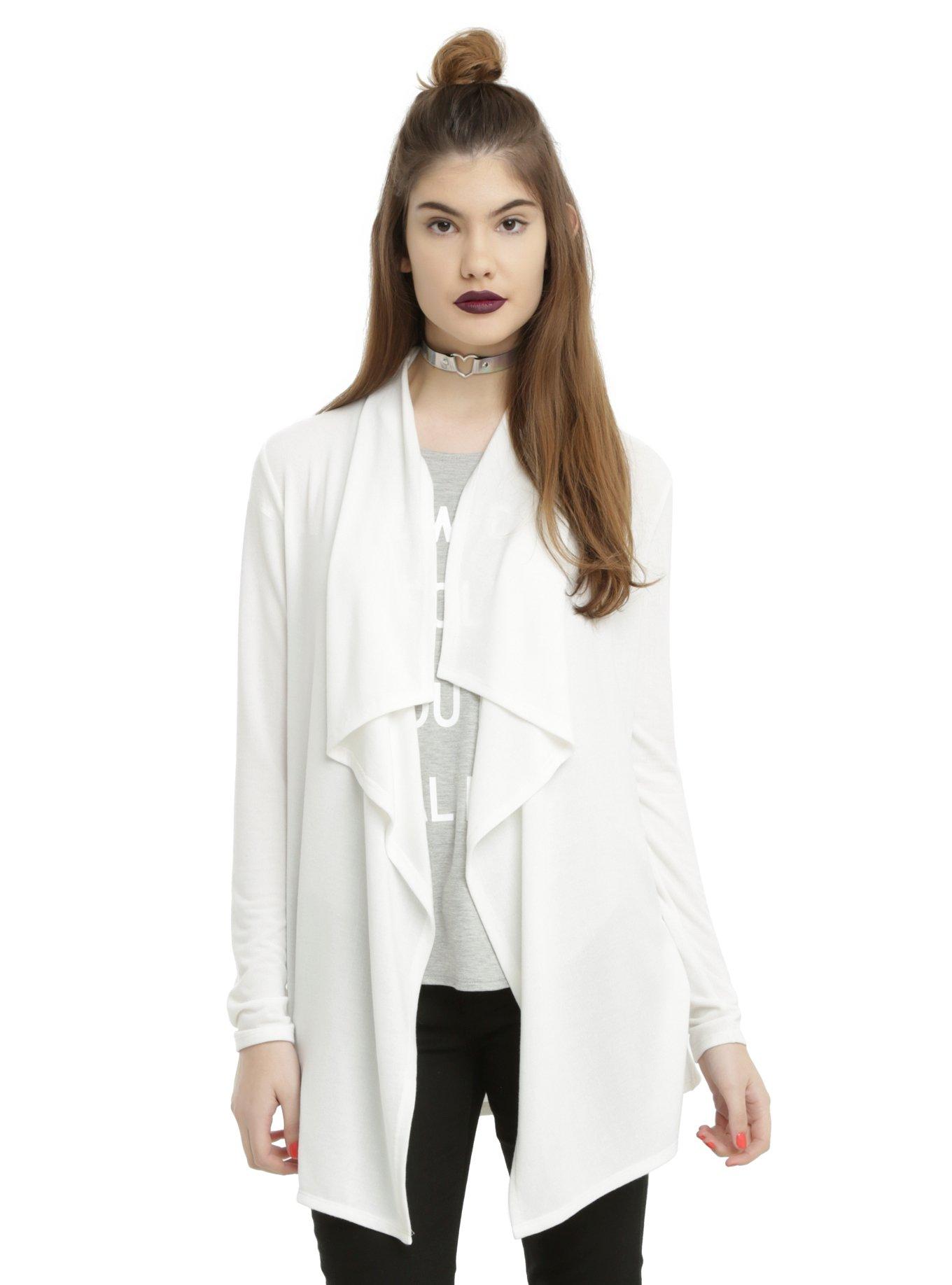 Ivory & Black Angel Wing Girls Flyaway Cardigan | Hot Topic