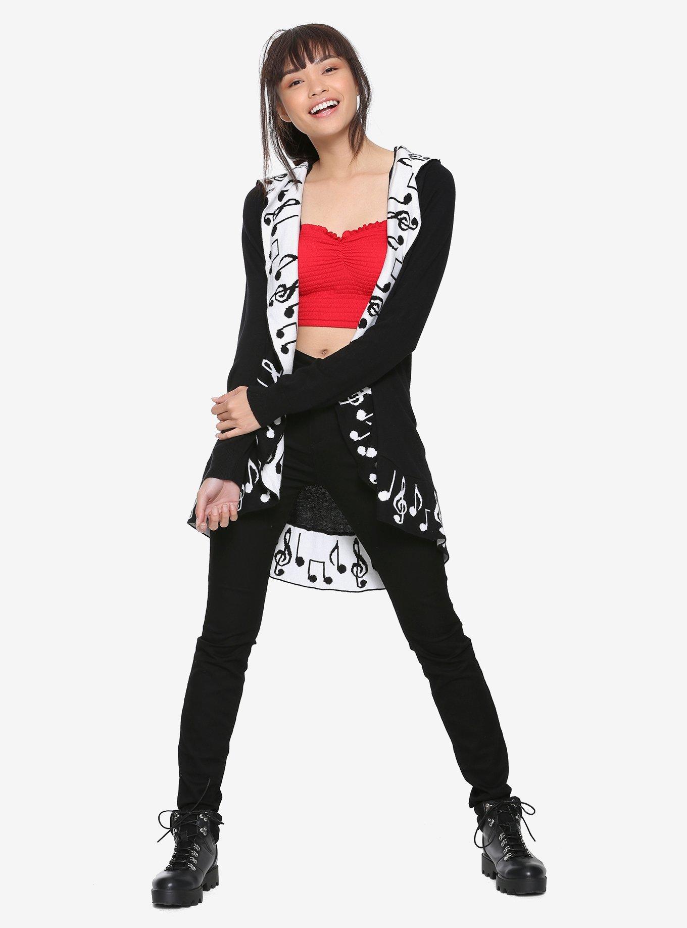 Music Note Hooded Flyaway Cardigan | Hot Topic