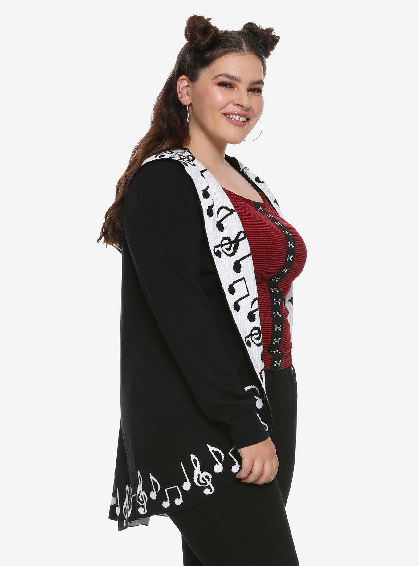 Music Note Hooded Girls Flyway Cardigan Plus Size | Hot Topic