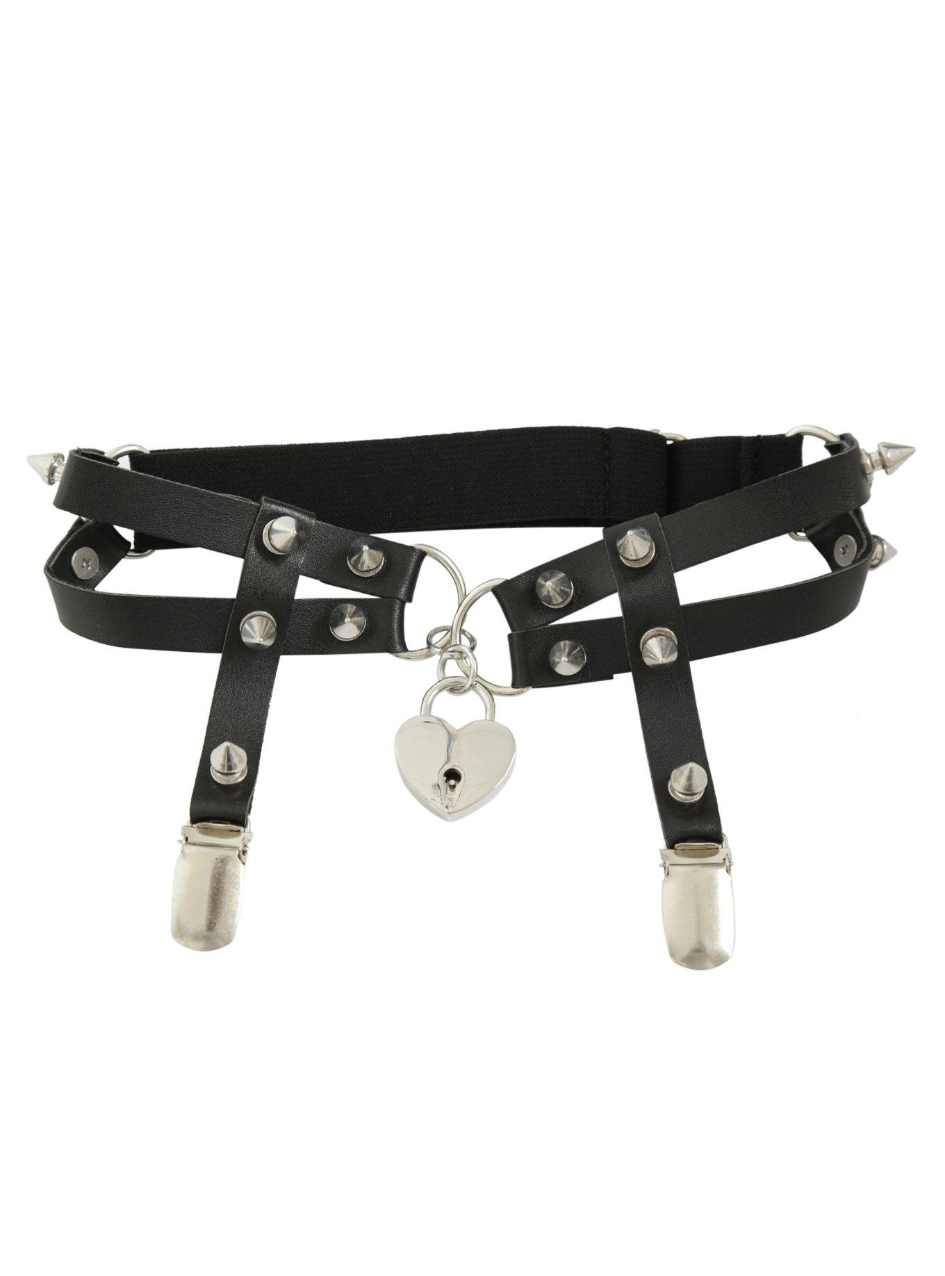 Heart Lock Spike Garter Leg Belt | Hot Topic