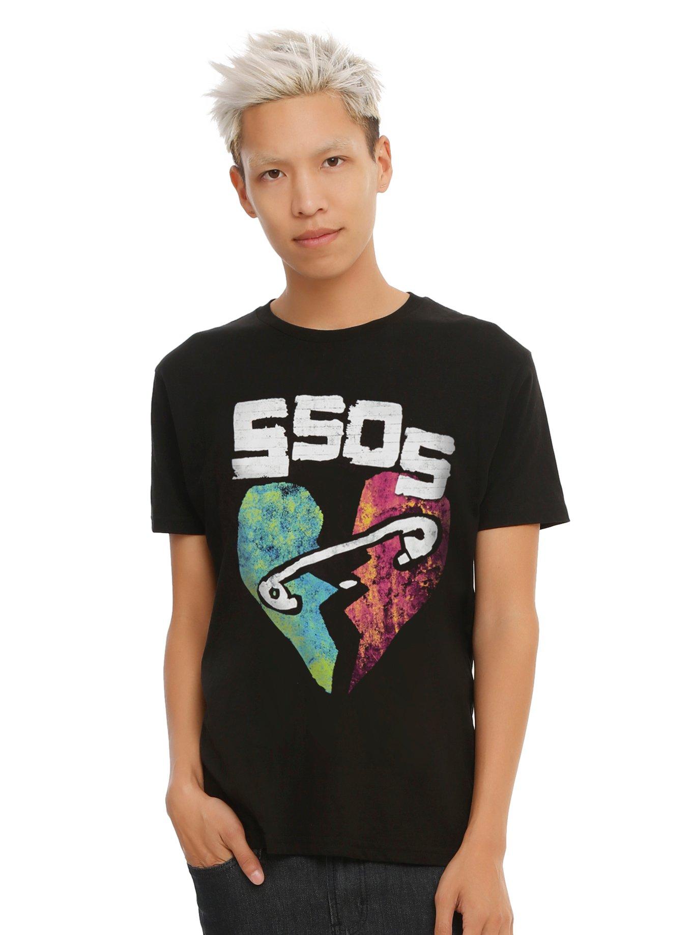 Five Seconds Of Summer Safety Pin Heart T-Shirt | Hot Topic