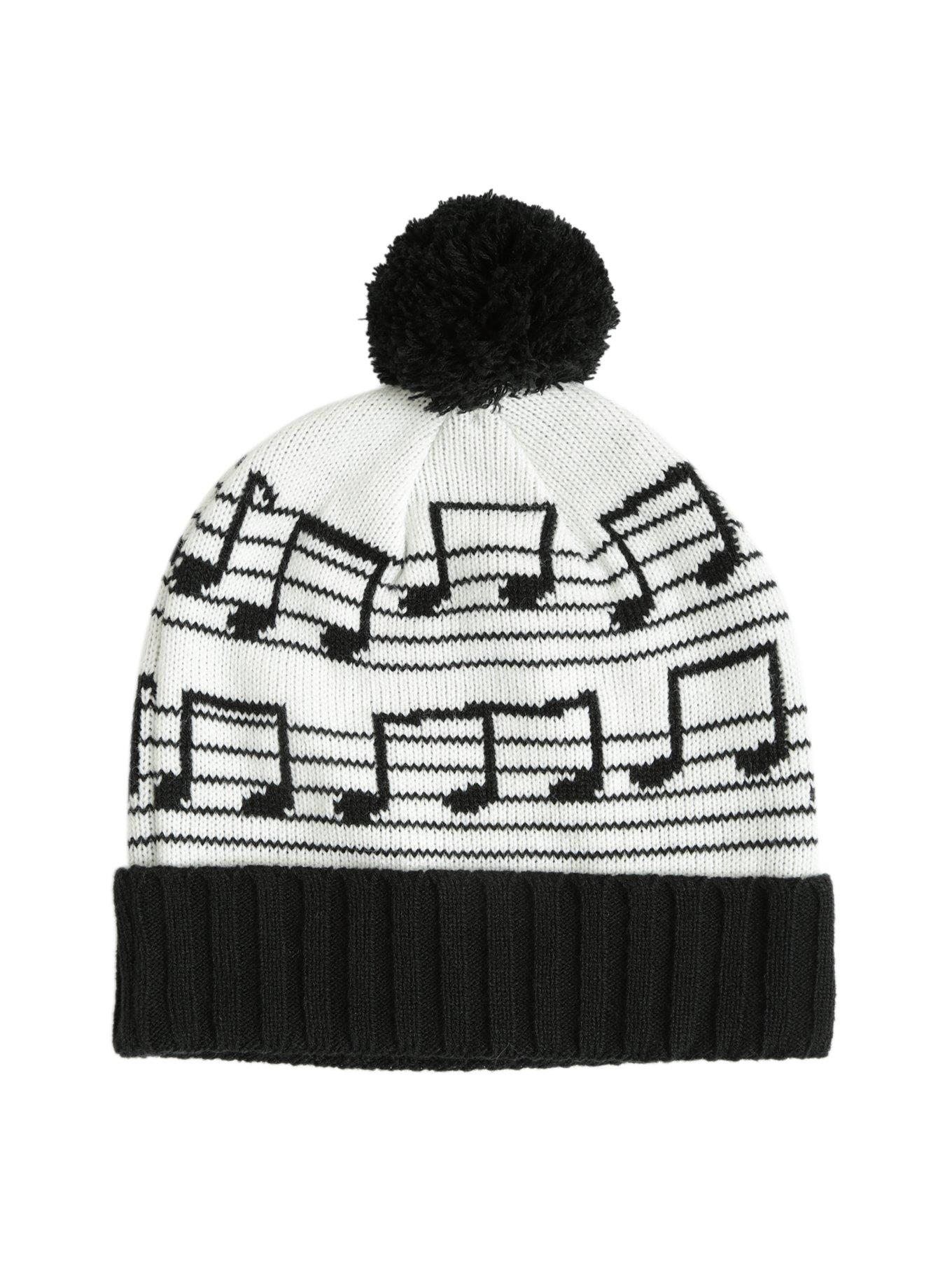 Music Note Intarsia Knit Pom Beanie | Hot Topic