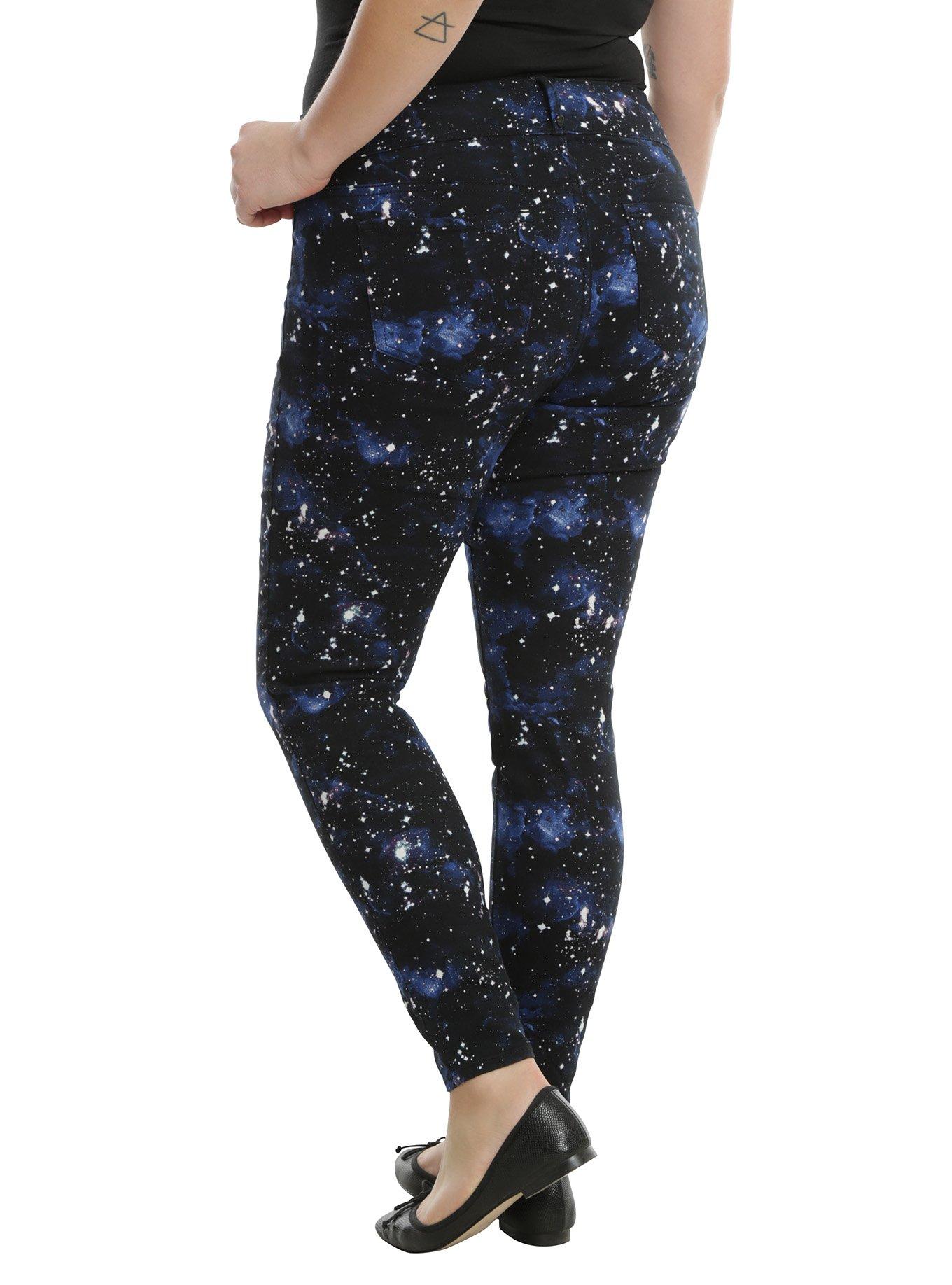 Blackheart Blue Galaxy Print Super Skinny Jeans Plus Size | Hot Topic