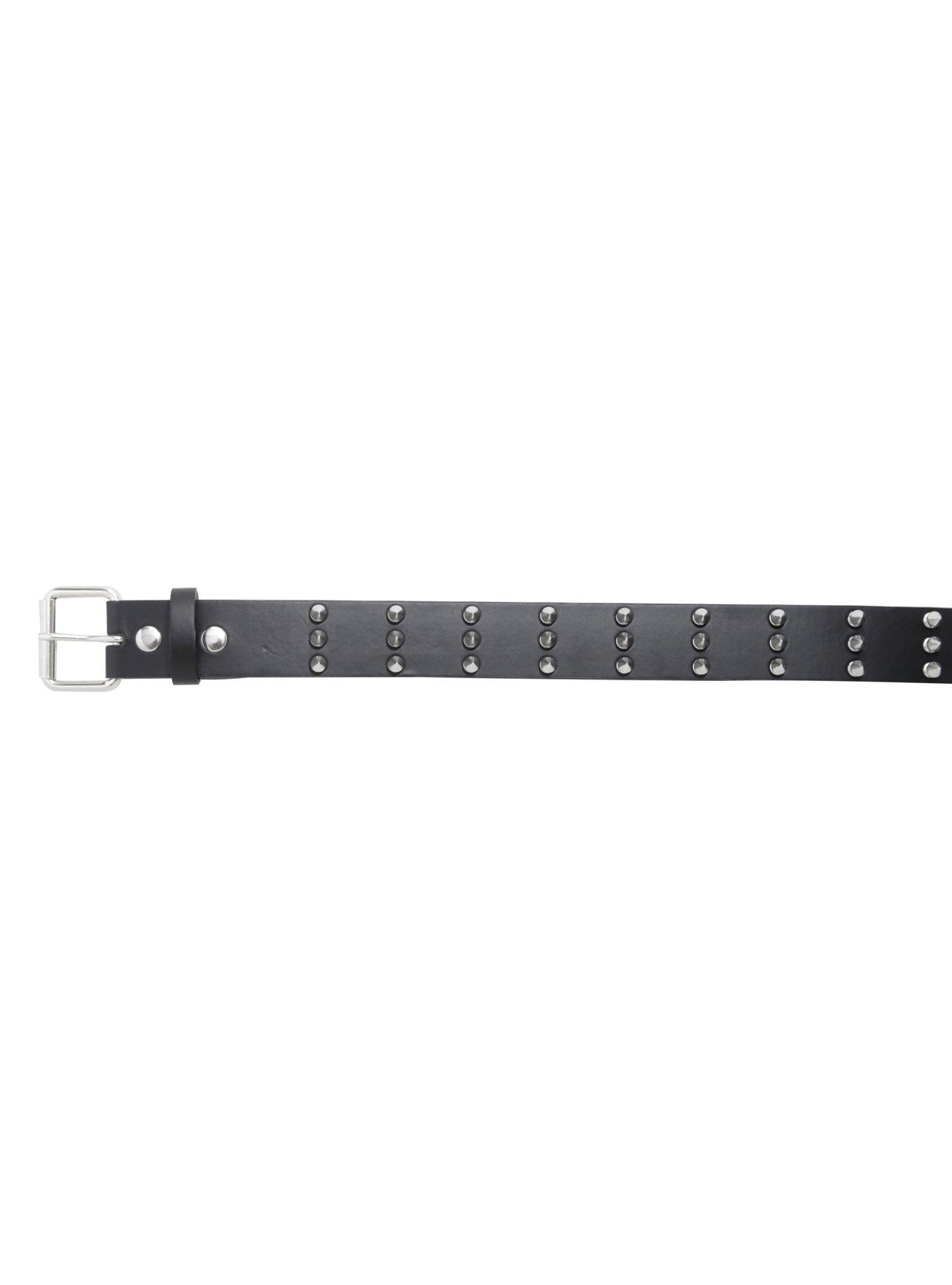 3 Row Spike Bonded Leather Belt | Hot Topic